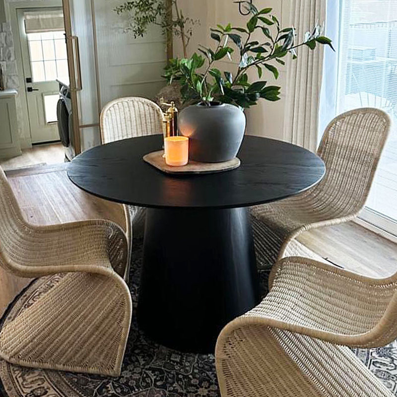 George Oliver Lanieya 42" Solid Oak Round Pedestal Dining Table ...