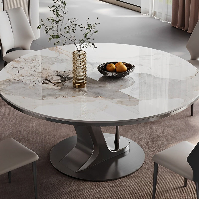 Pakloer Modern round rock plate dining table and chair set | Wayfair