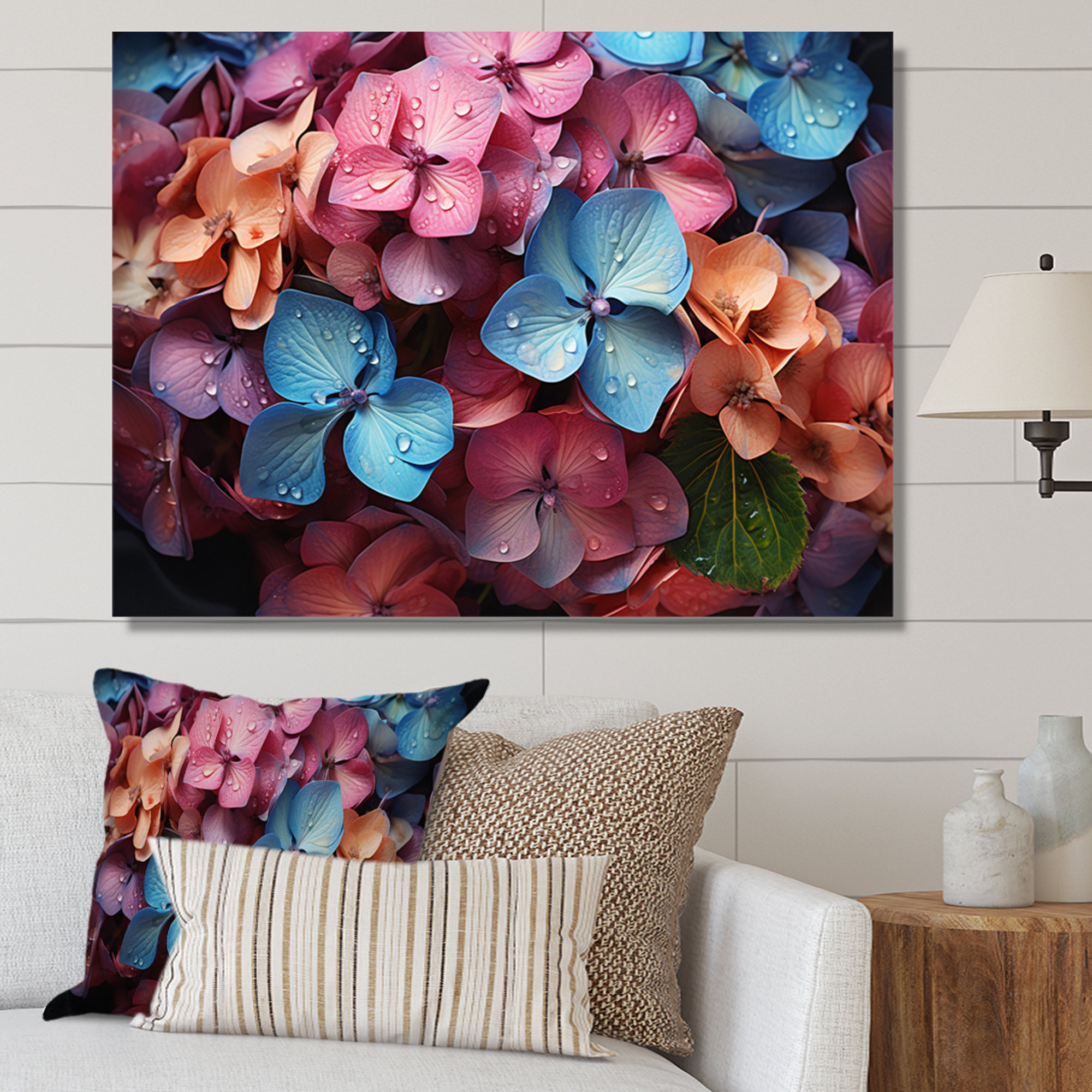 Latitude Run® Pink Blue Hydrangea Collage Of Natures On Canvas Print ...