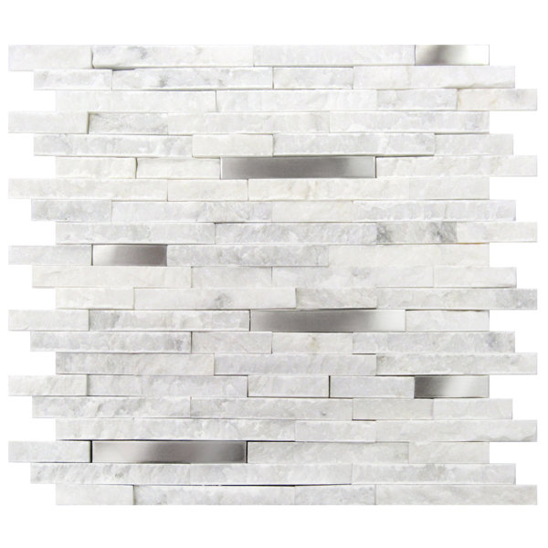 Bloom Stone 0.6" x 3" Marble Stacked Stone Mosaic Wall & Floor Tile ...