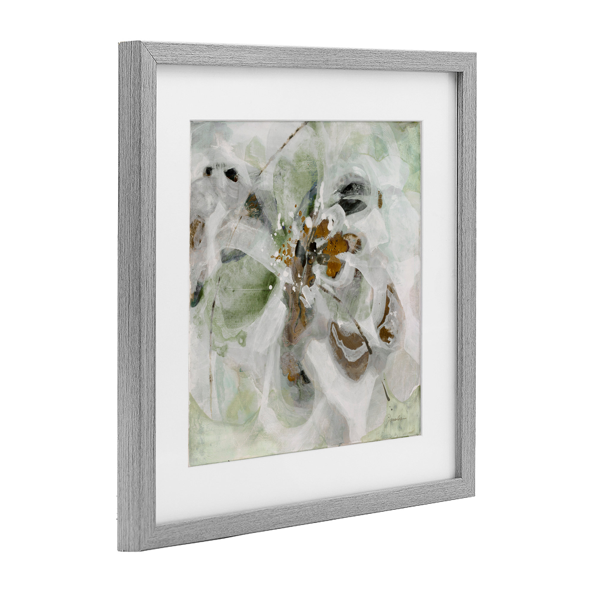 Hokku Designs Solemn Neutrals Abstraction Framed Print Under Glass ...