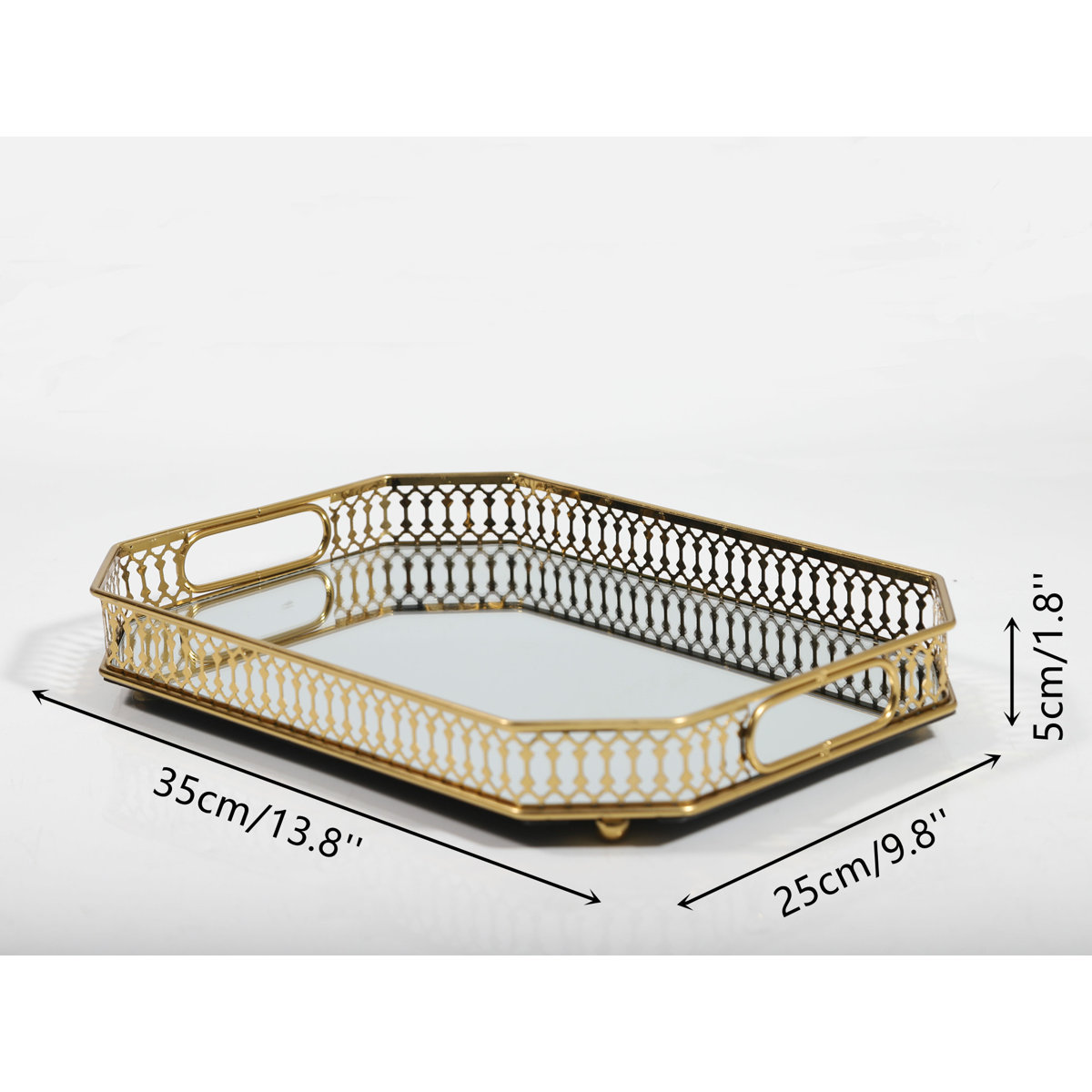 Everly Quinn Vintage Metal Octagon Mirror Surface Tray (Rectangle ...