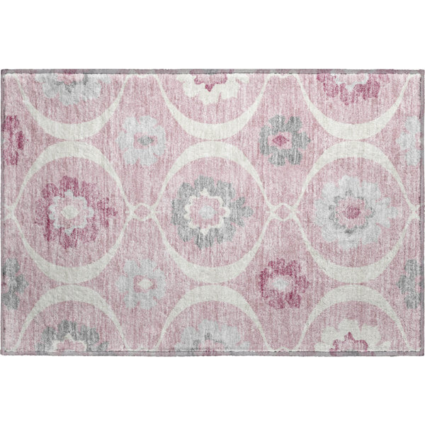 Bungalow Rose Premium Machine Washable Prisco Pink Rug | Wayfair