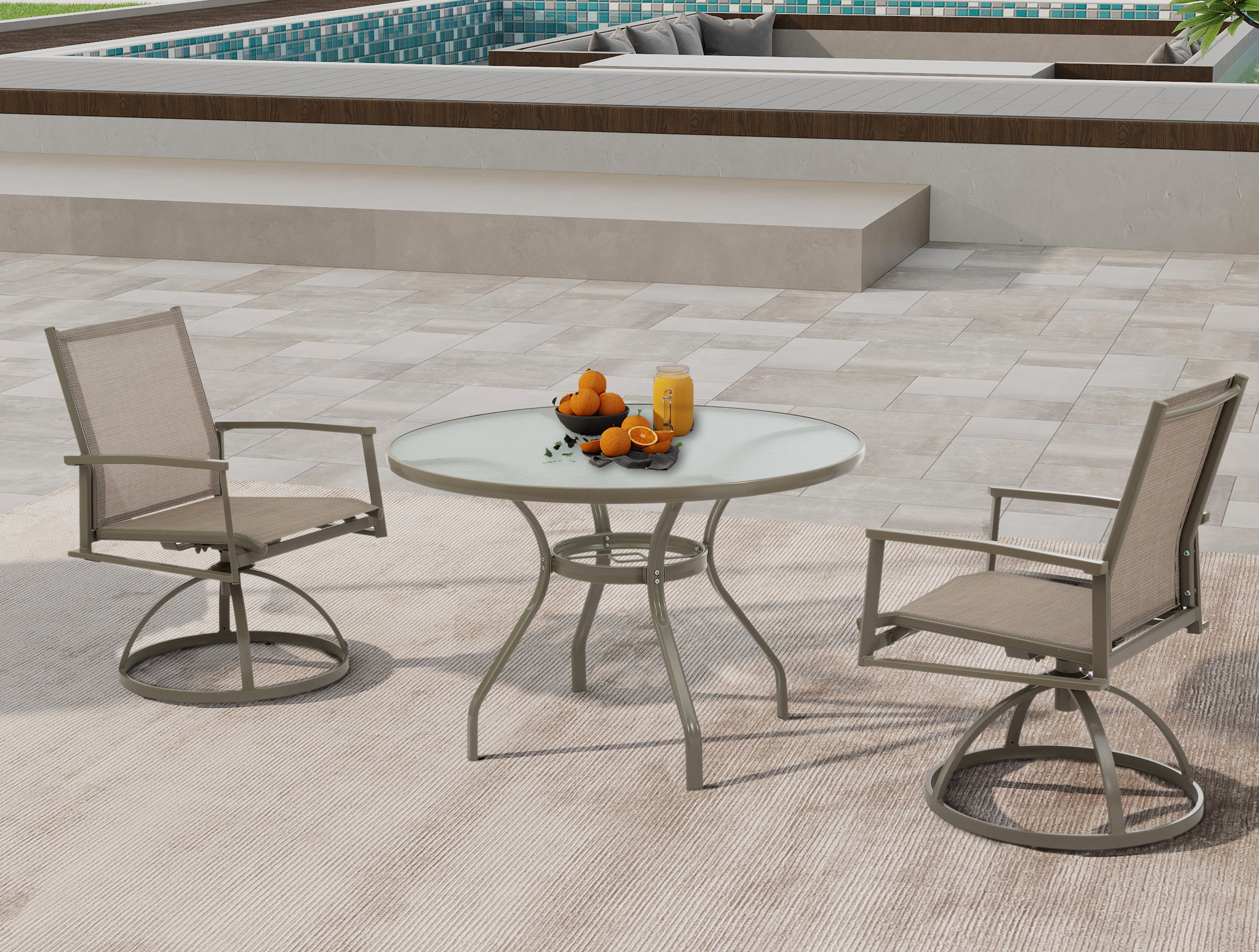 Red Barrel Studio® 5 piece patio table and chair covers with brown PVC ...