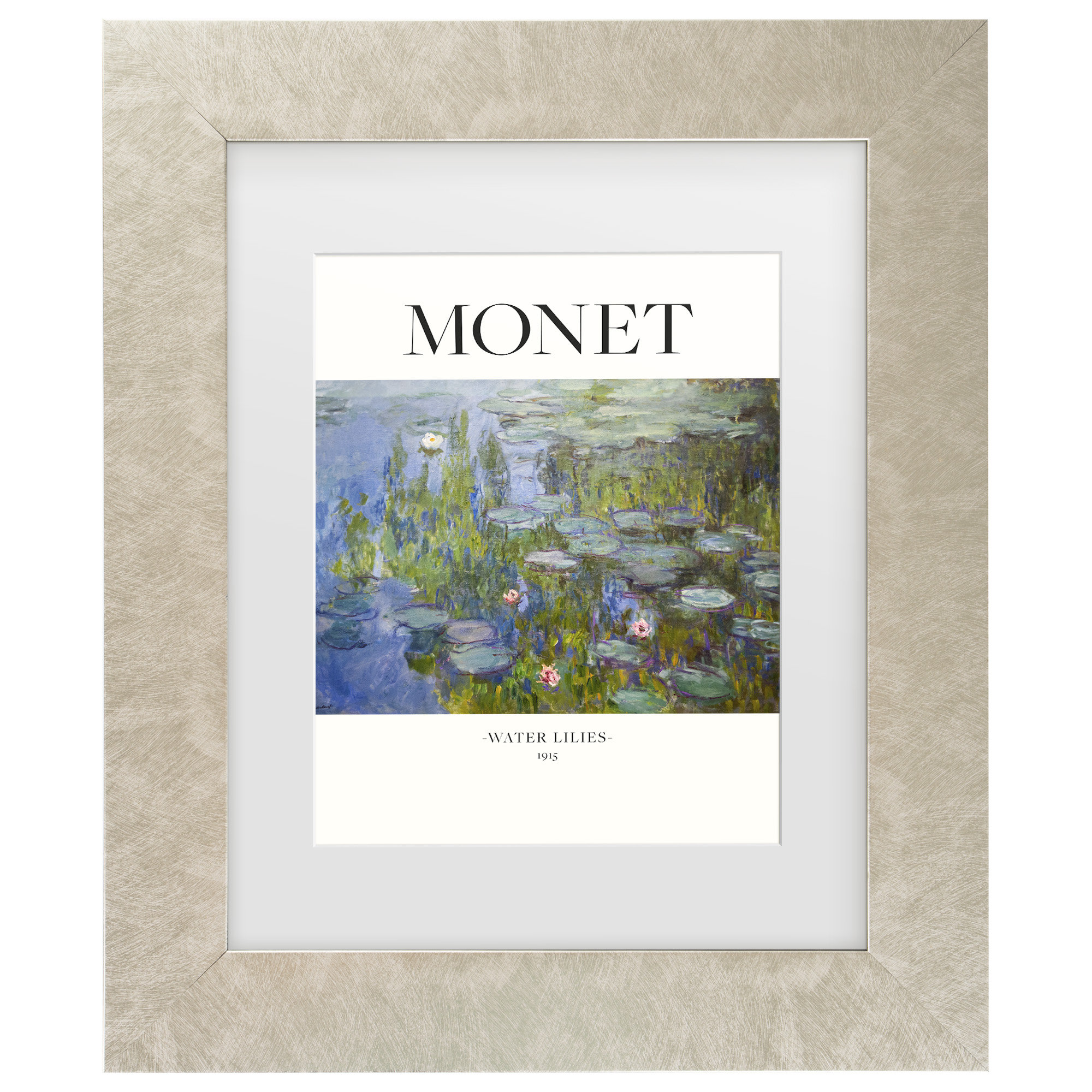 Ebern Designs Bolog Claude Monet Water Lilies 1915 Matted Framed Art ...
