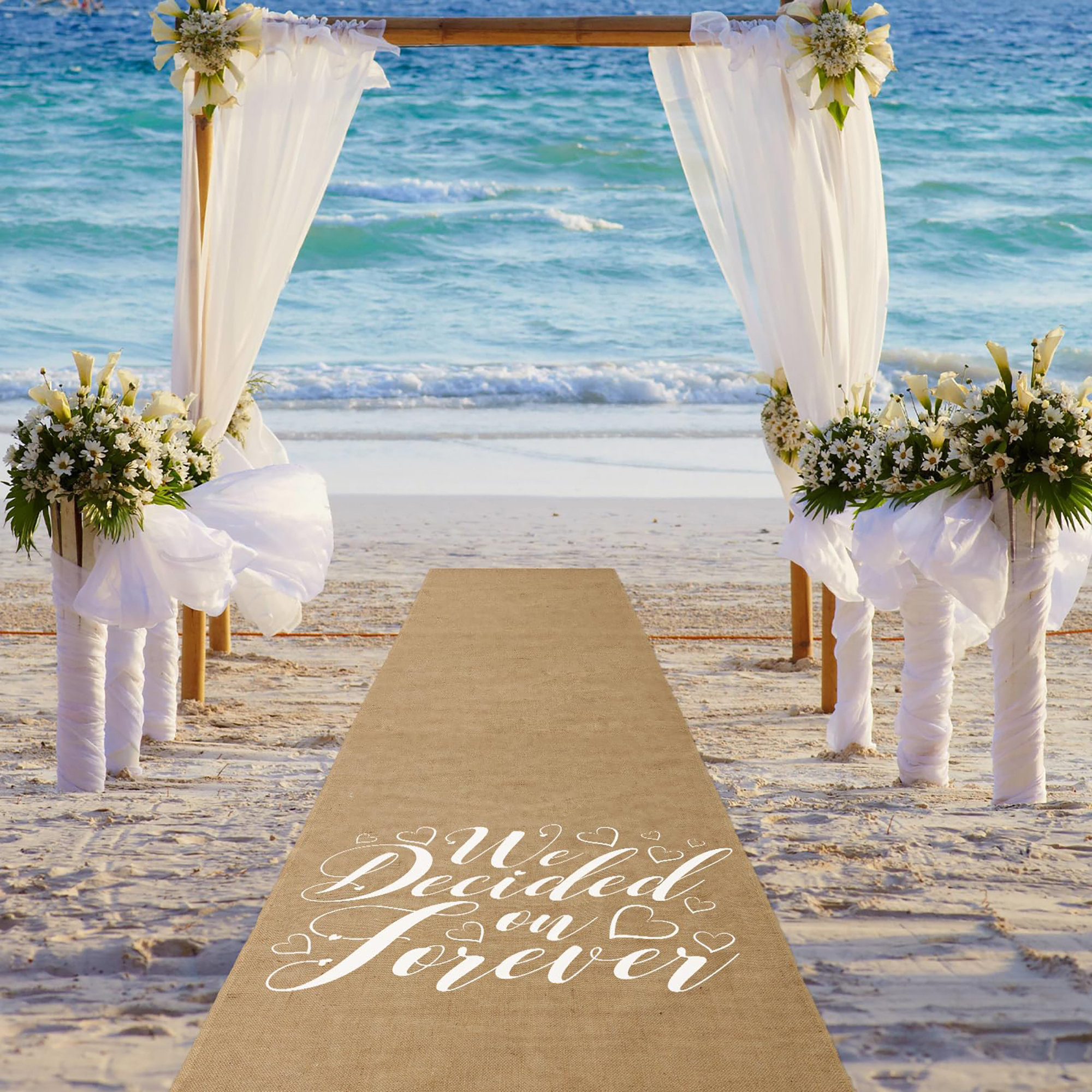 IRONKY 40 Inch x 15 Ft Extra Long Natural Burlap Wedding Aisle Runner ...