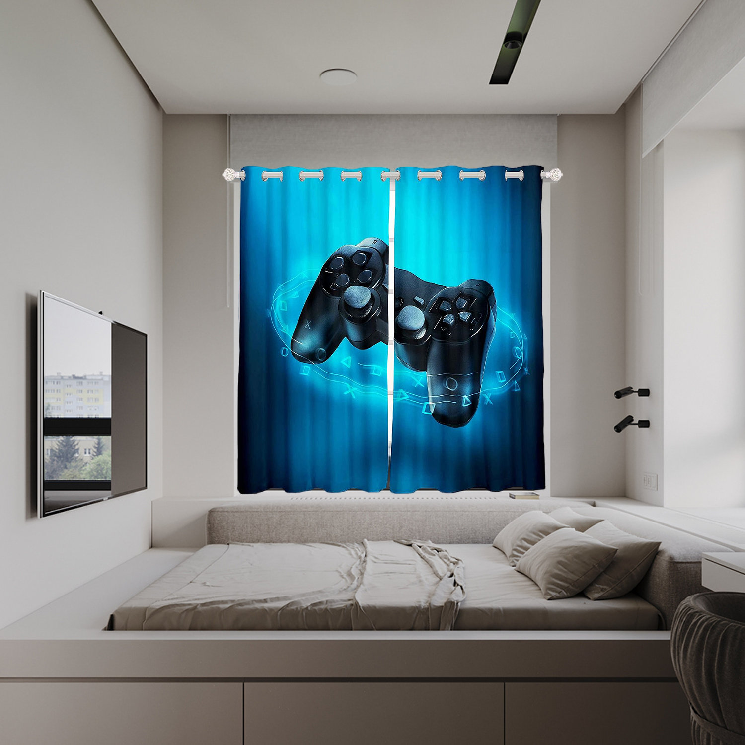 East Urban Home Kids Video Games Gamer Window Drapes Teens Gaming ...