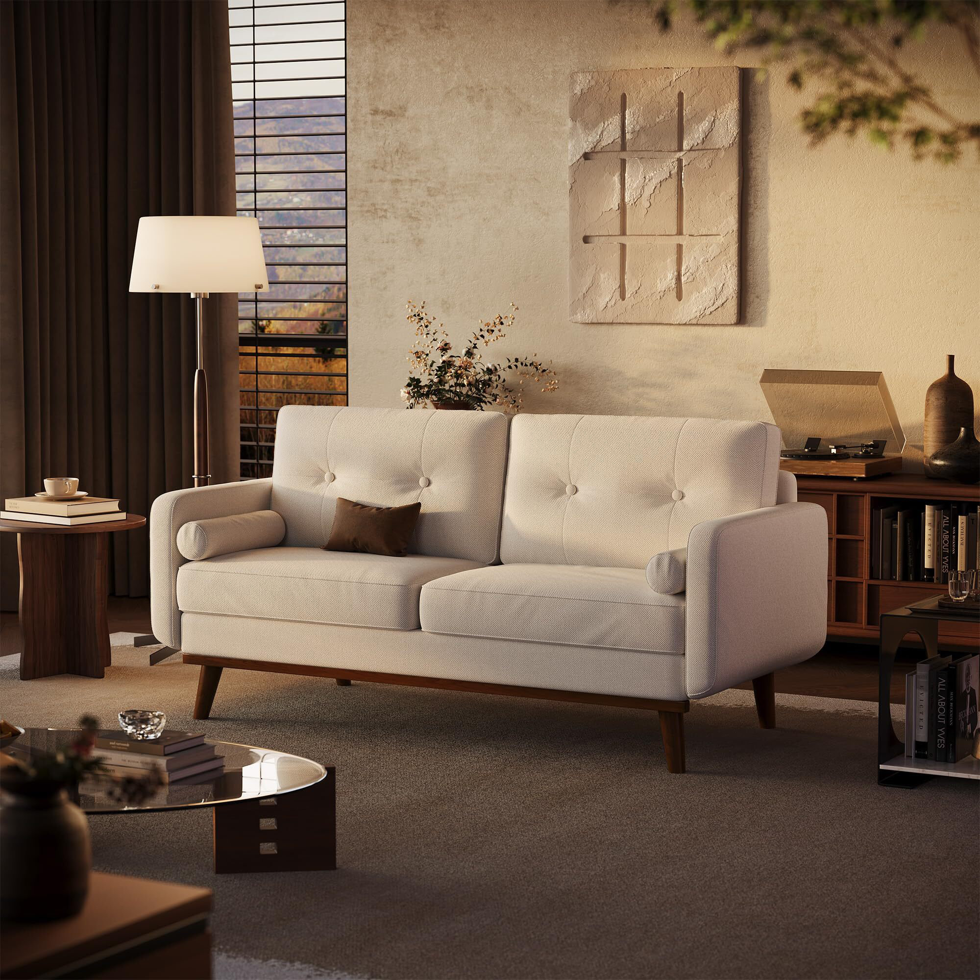 George Oliver 64" Loveseat Sofa, Mid Century Modern Couch Comfy Love ...