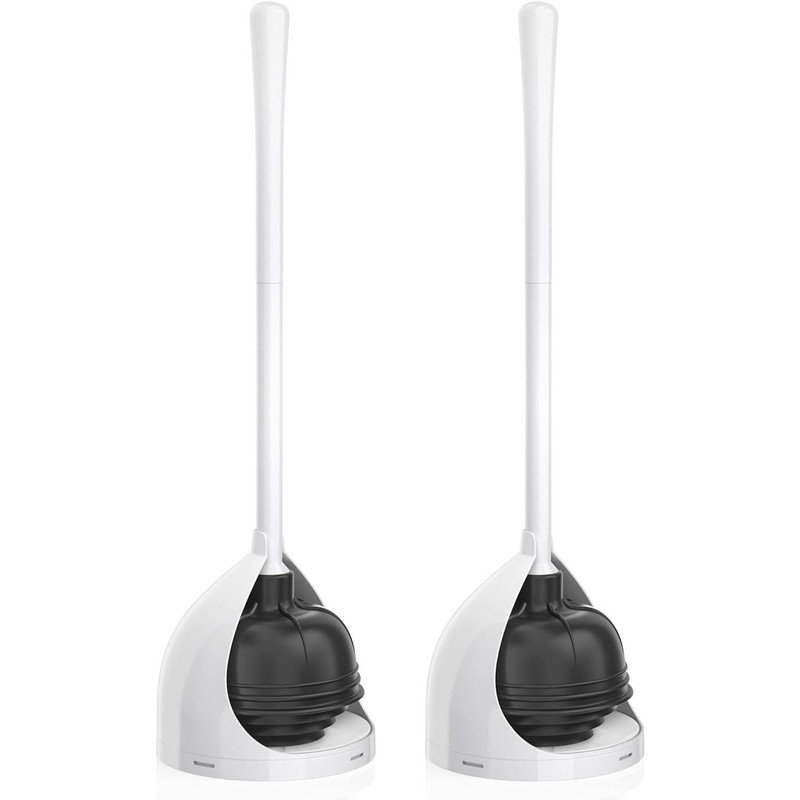 JASODI 2 Pack Toilet Plunger with Holder, Unique Plunger with All-Angle ...