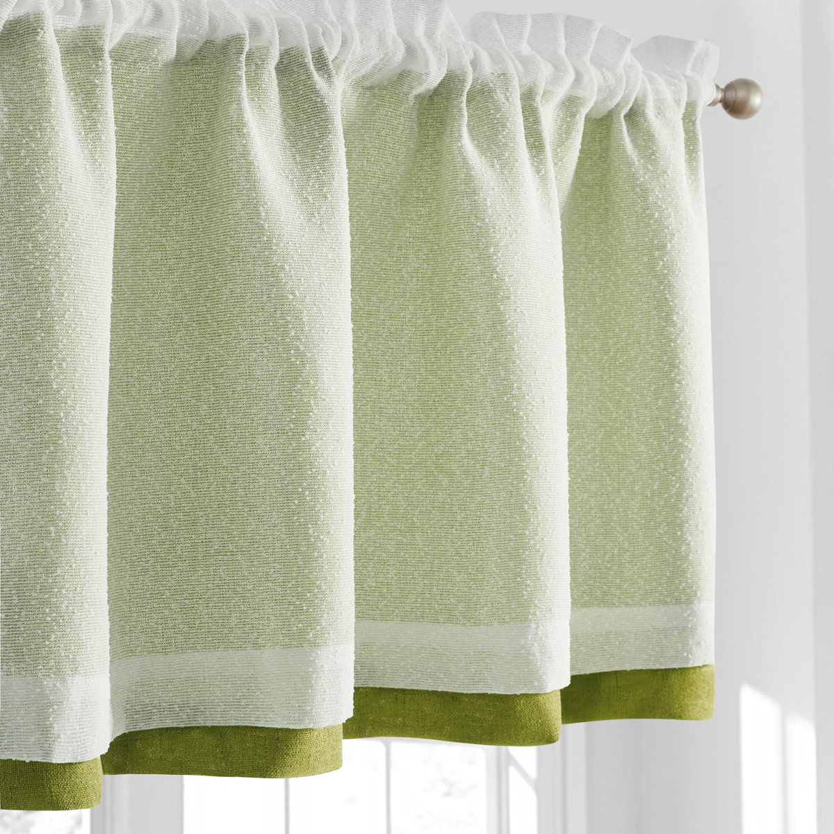 Ebern Designs Double Layer Valance, Rustic Overlay Rod Pocket Window ...