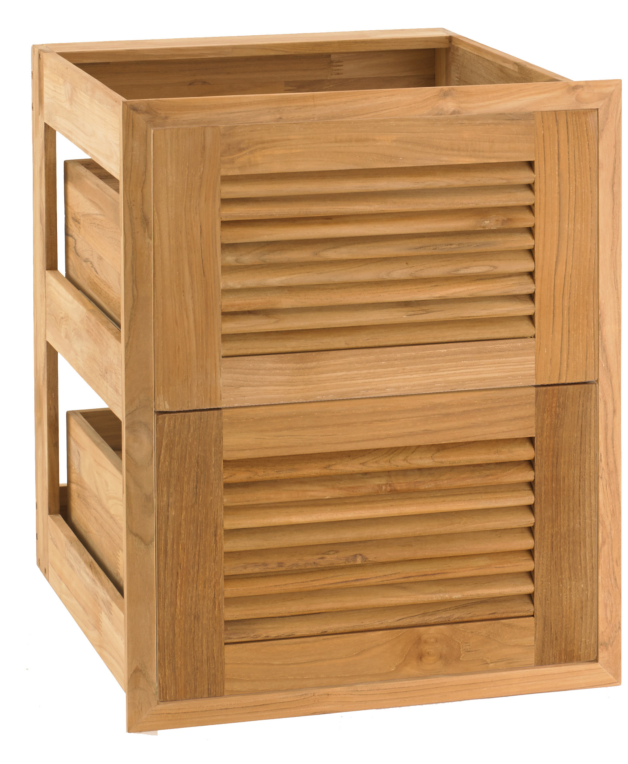 Pacific Teak Millworks 18" Louvred Double Storage Drawer Cabinet ...