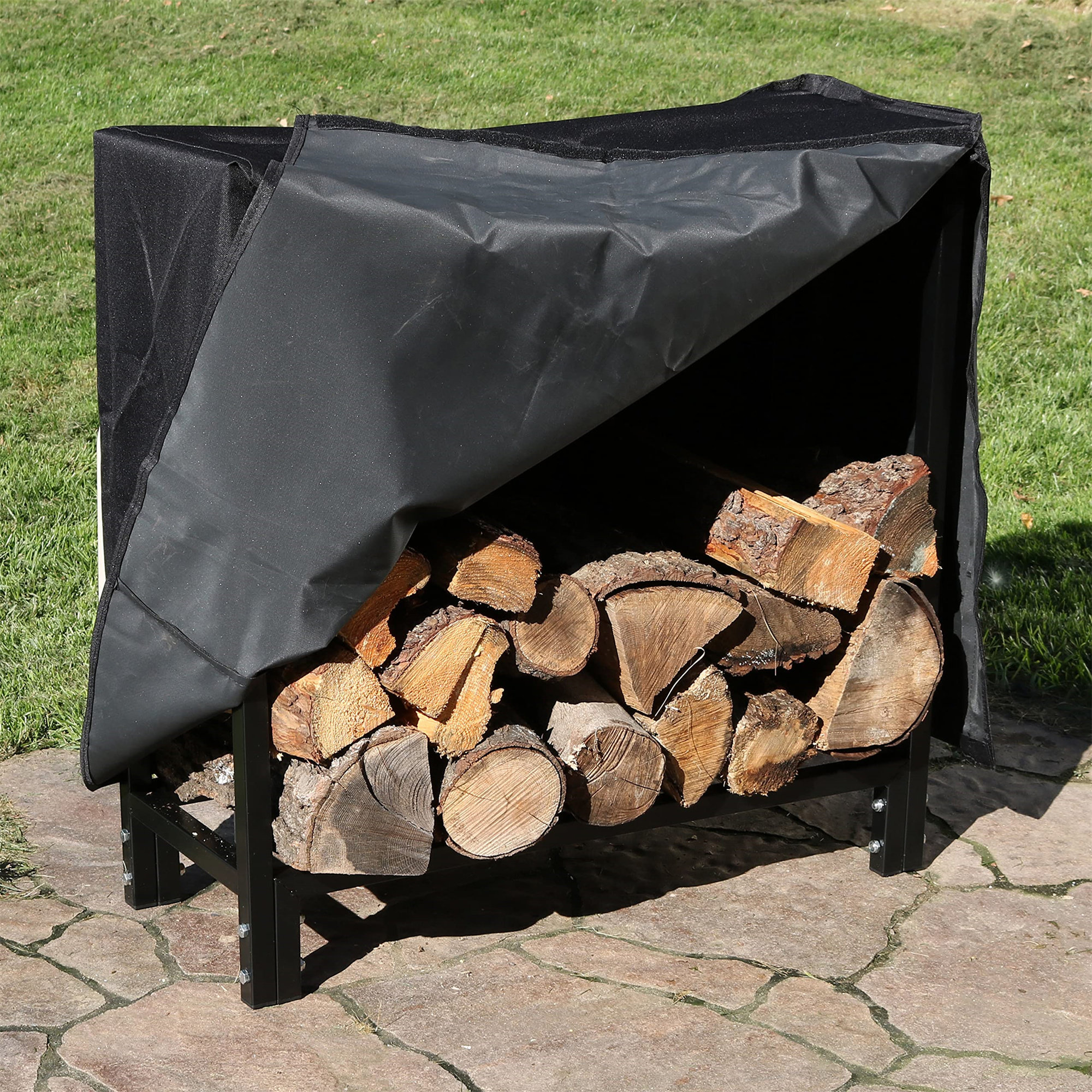 17 Stories Firewood Log Rack With Cover - Indoor Or Outdoor Wood ...