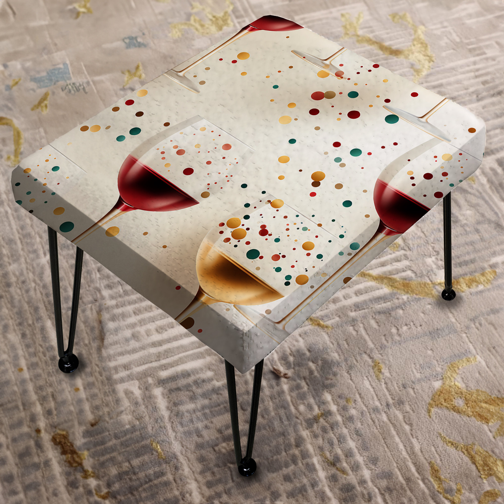 Design Art Wine Champagne Spots - Floral Rectangle Ottoman | Wayfair