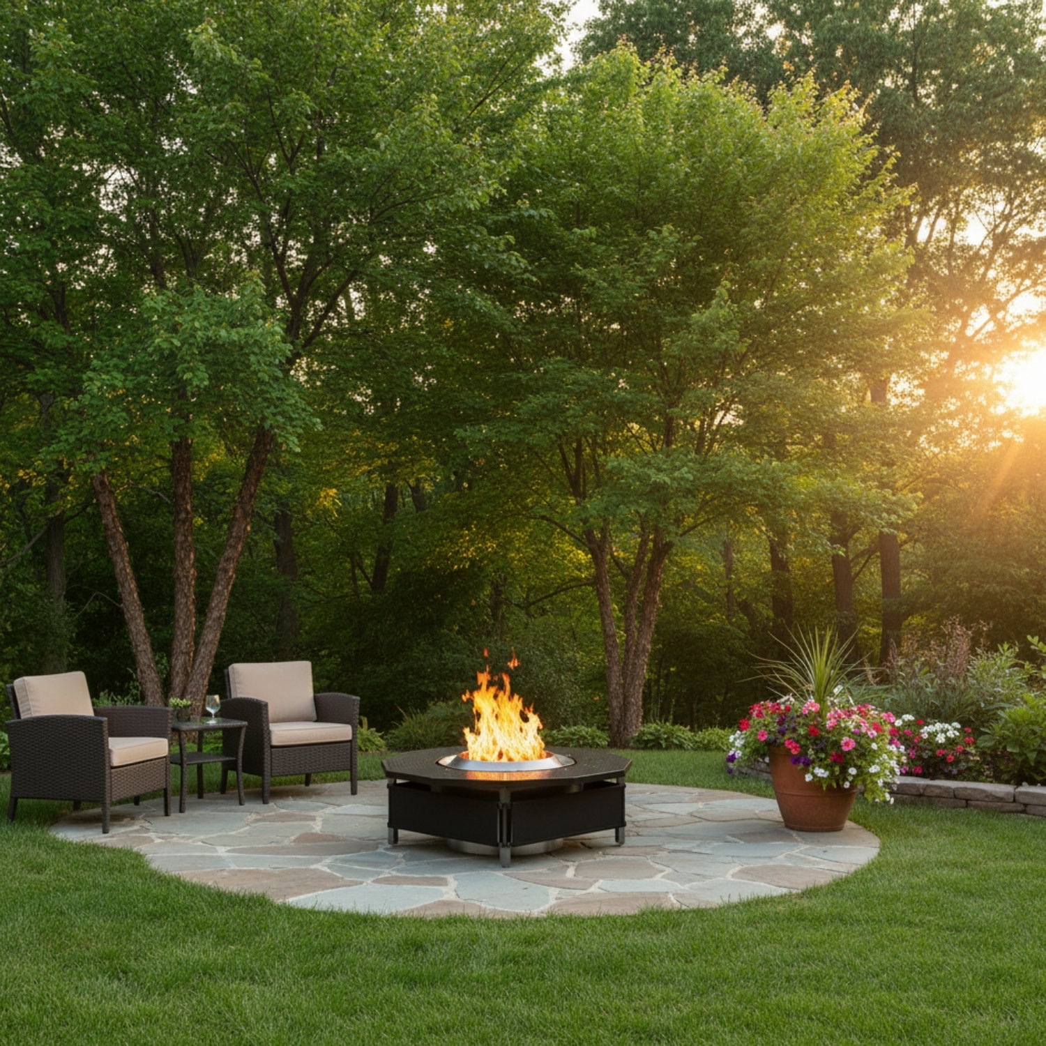 Latitude Run® Fire Pit Surround Tabletop With Uv Resistant Outdoor ...
