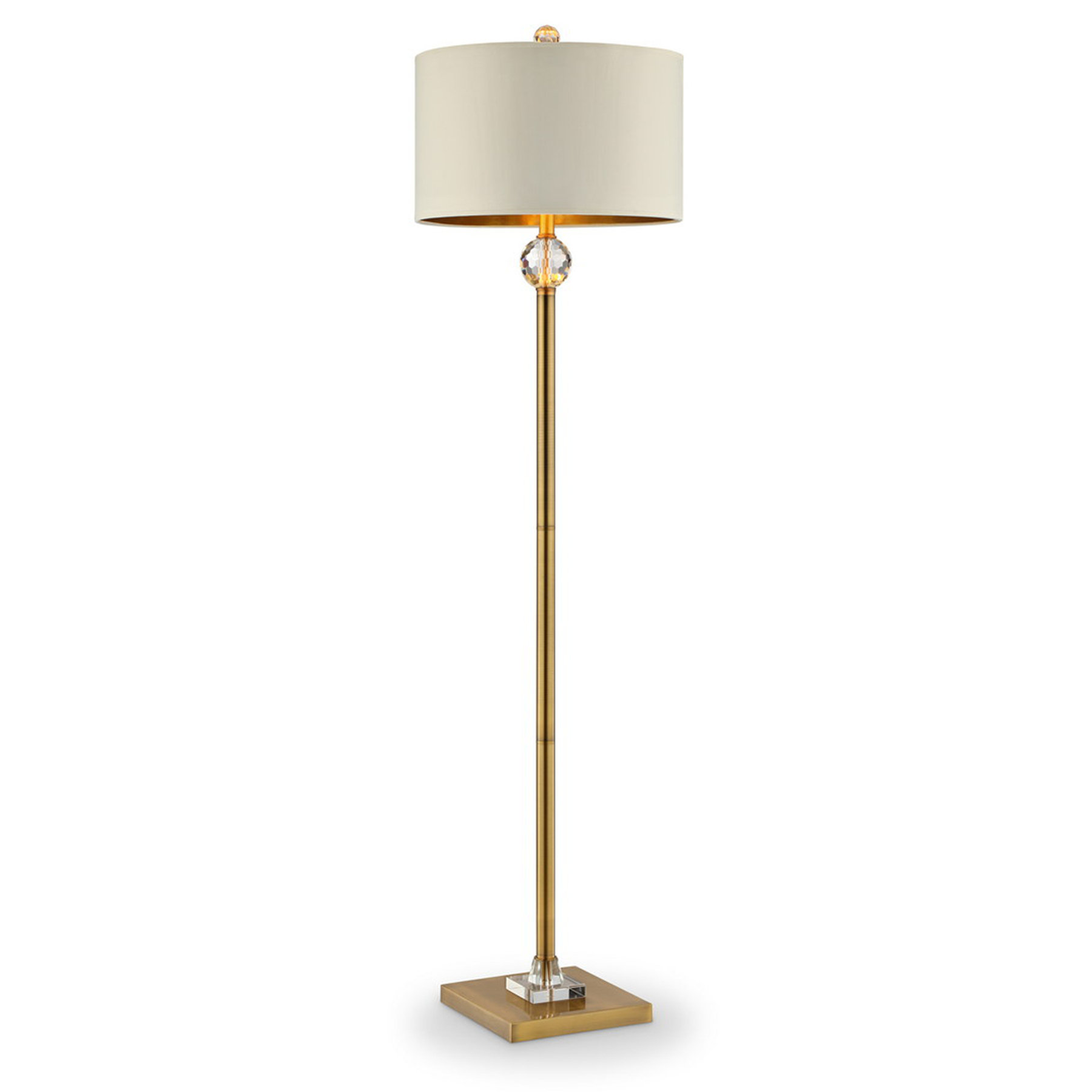 Everly Quinn Solid Crystal Orb Gold Column Floor Lamp | Wayfair