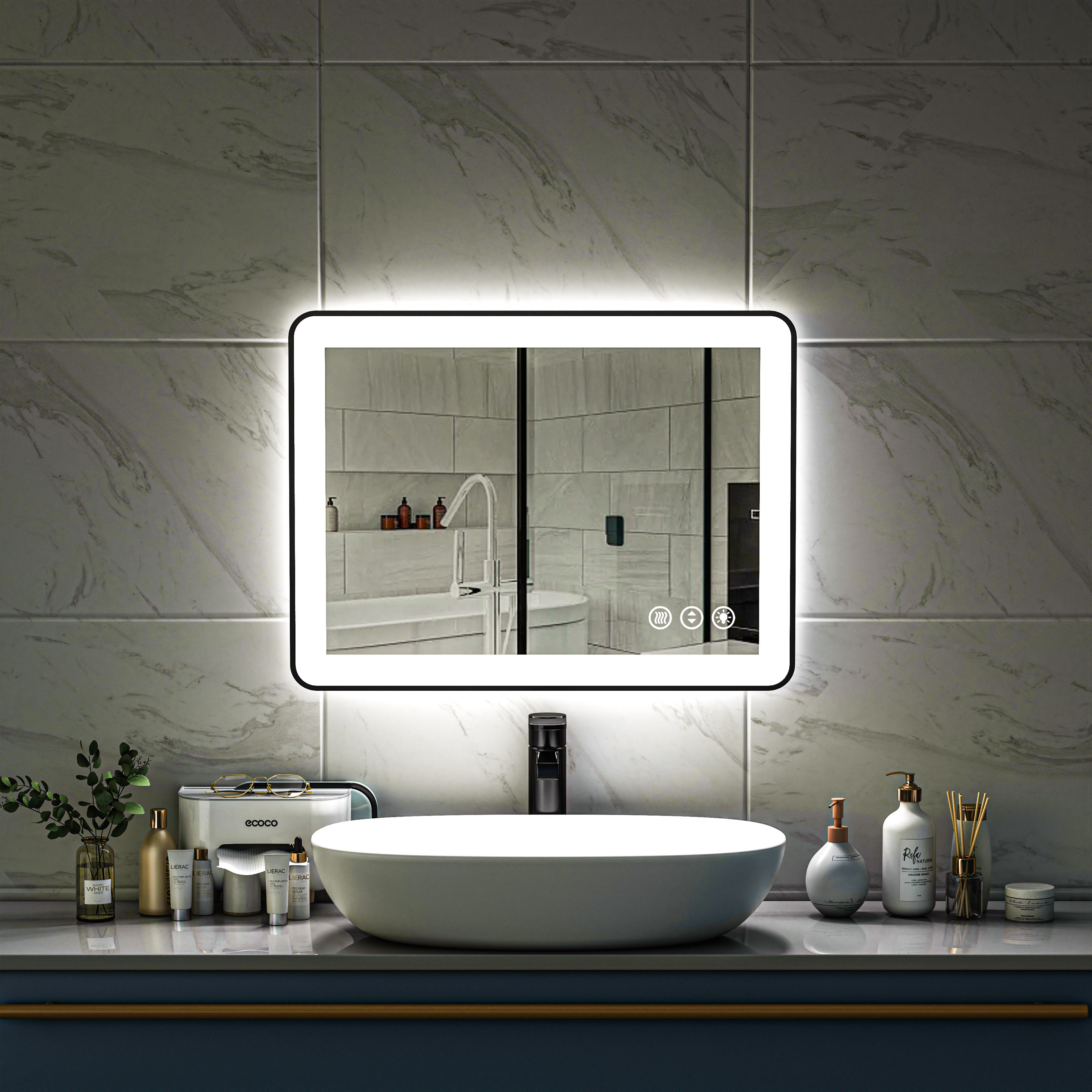 Ivy Bronx Keserich Rectangle LED Aluminium Wall Mirror | Wayfair