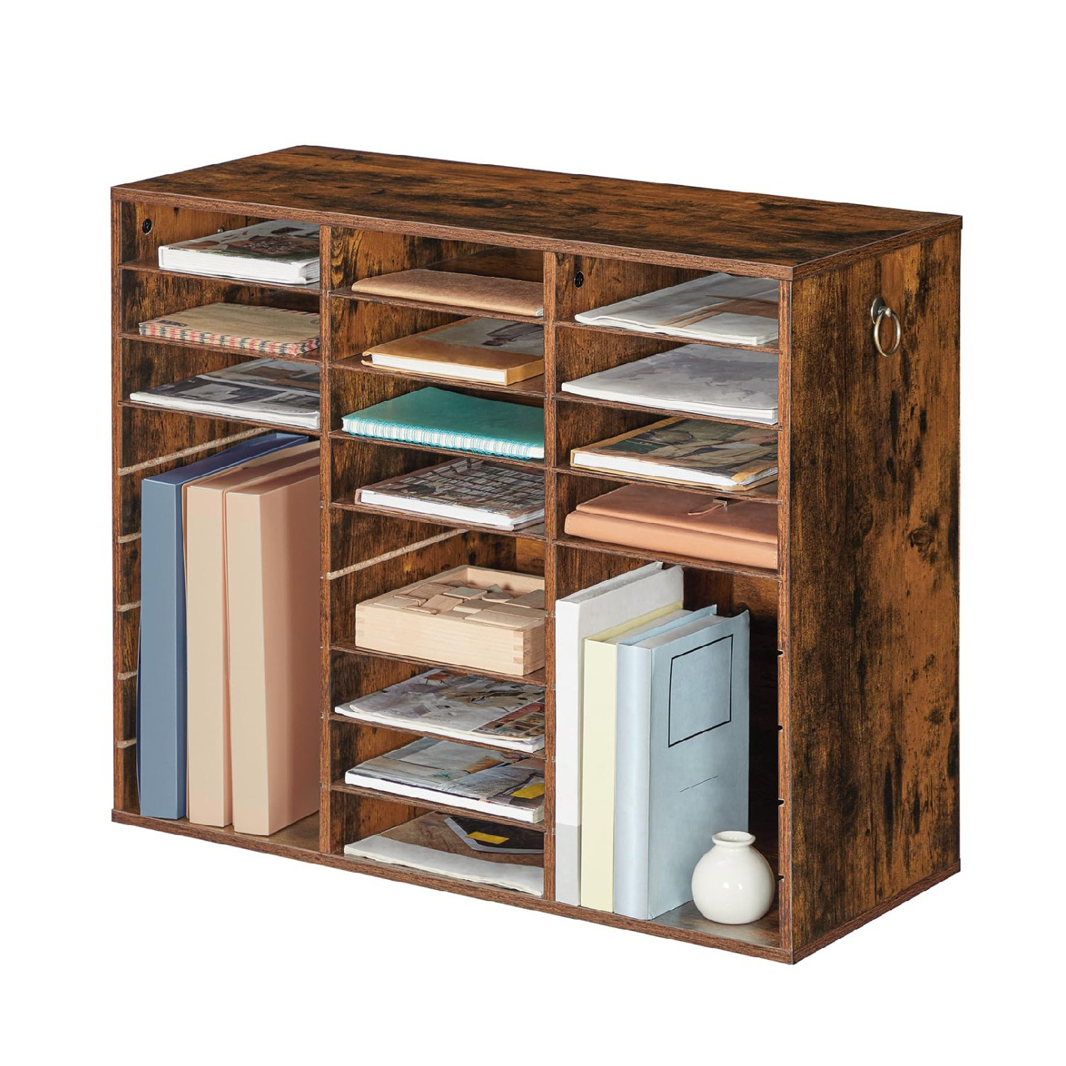 Orblue Literature Organizer, 27 Compartments Wooden Mail Organizer ...