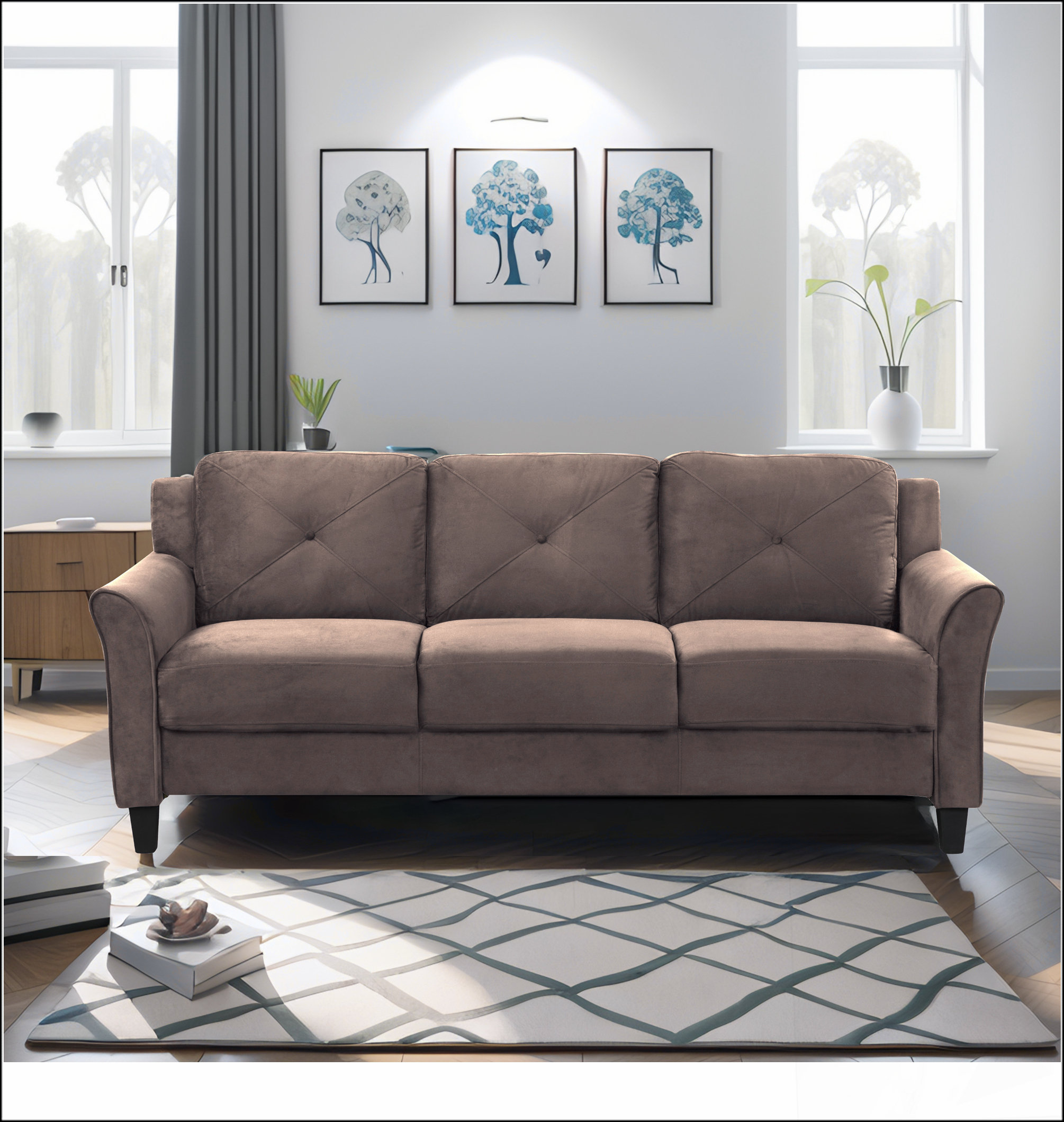 House of Hampton® Fashionable living room sofa for 2 people, Brown ...