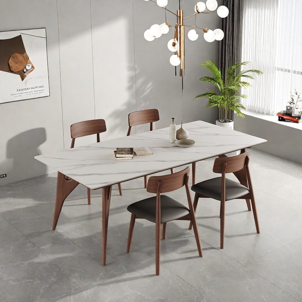A Zoetic Home Ash wood walnut color rectangular home table set | Wayfair