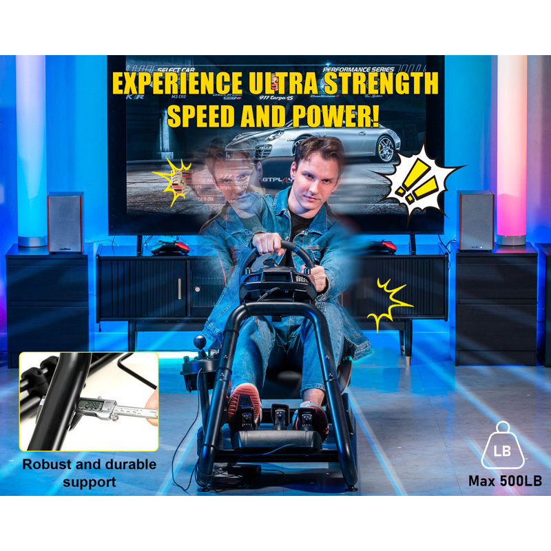 GTPLAYER Racing Simulator Cockpit Faux Leather PC & Racing Game Chair ...