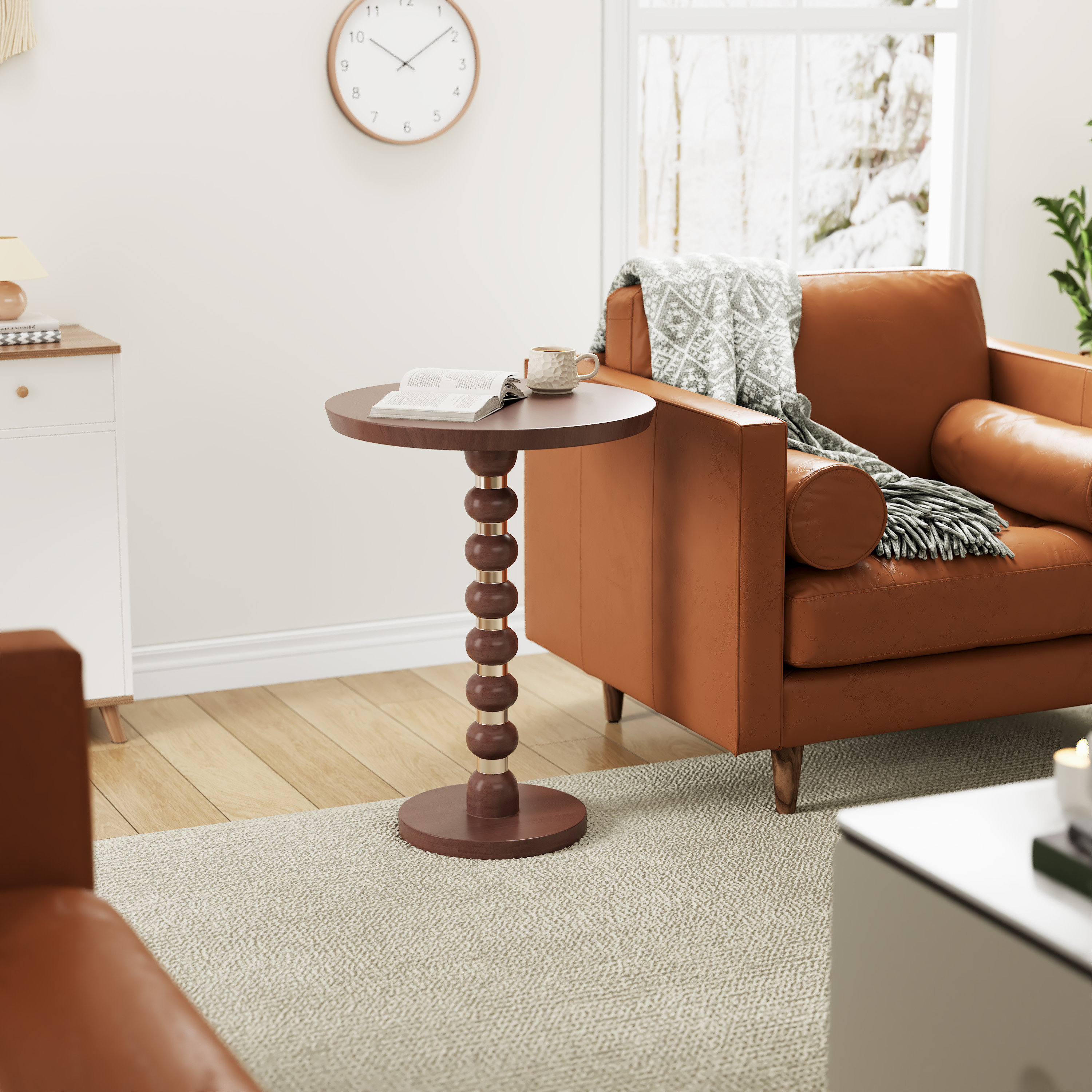 Bungalow Rose Iemie Mango Wood Spindle Round End Table | Wayfair