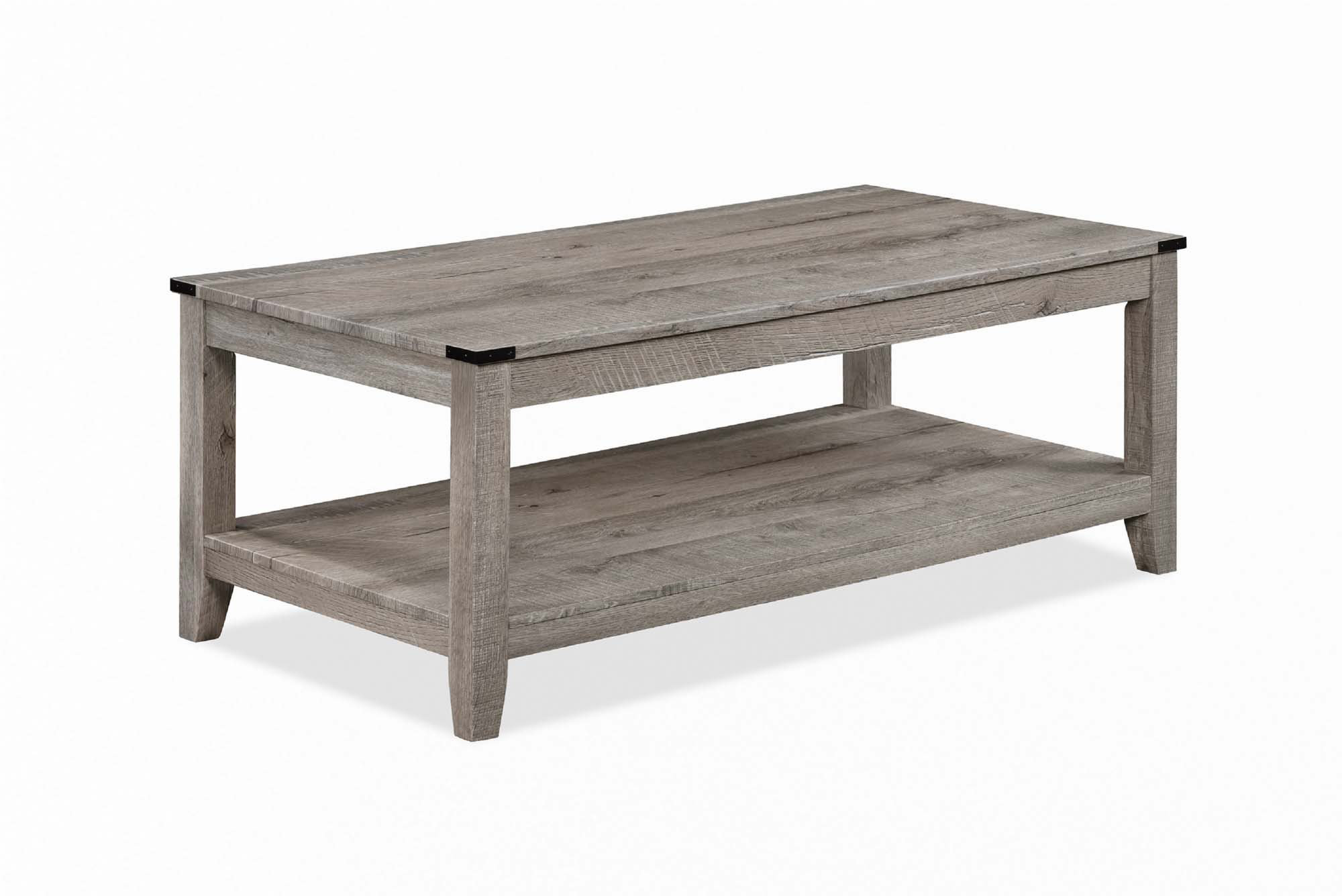 GRILLO HOME Rustic Gray Brown 3-Piece Cocktail Set Wooden Table Top ...