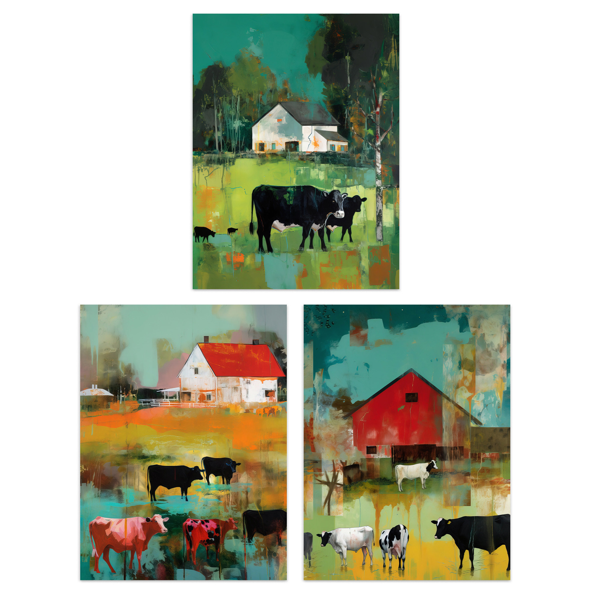 Brambly Cottage The Farm Grazing Cattle Cows Green Brown Landscape - 3 ...