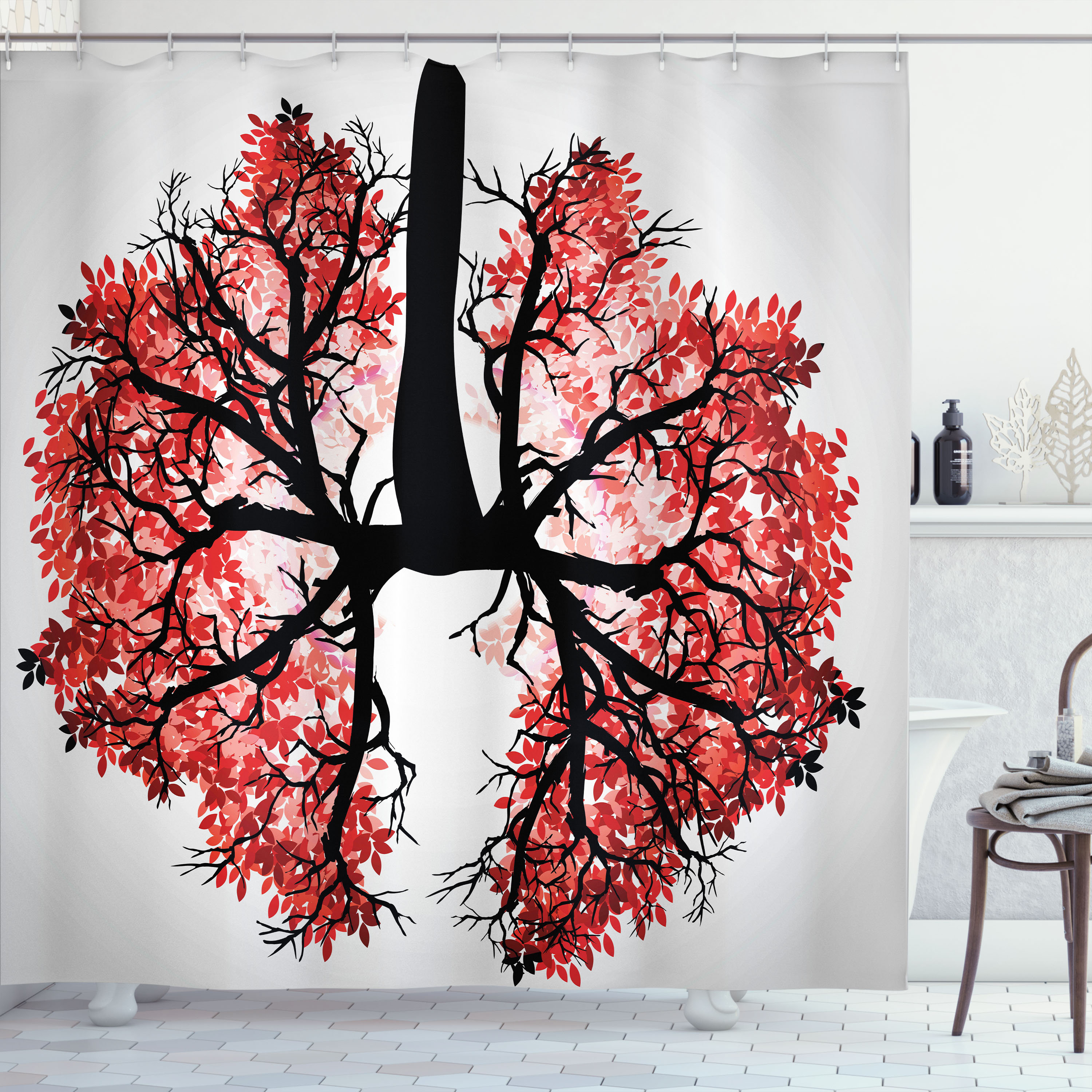 East Urban Home Heine Tree Shower Curtain Abstract Human Lung as Branch ...
