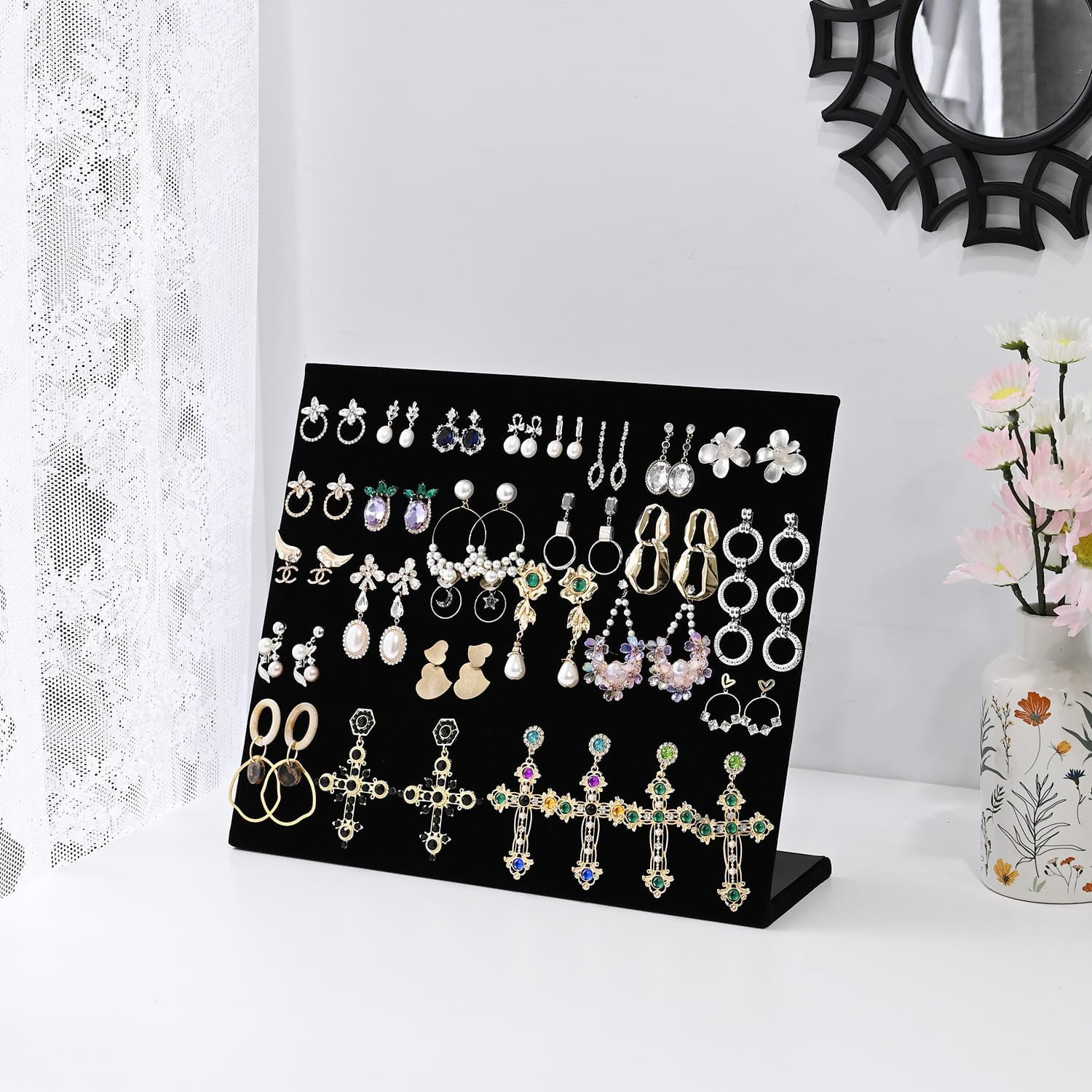 Mercer41 2 Pcs Set Black Velvet Earring Display with Easel Stand | Wayfair