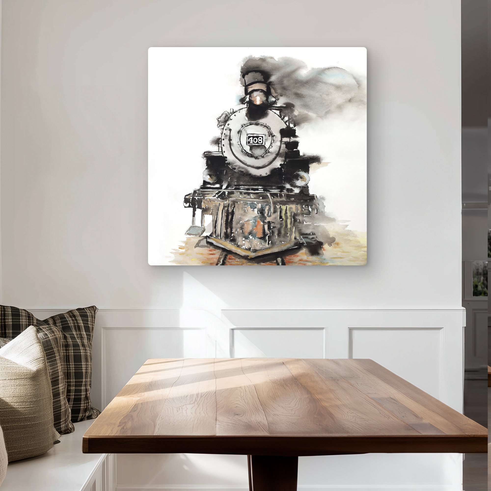 Red Barrel Studio® Vintage Train - Gray Transportation Metal Print for ...