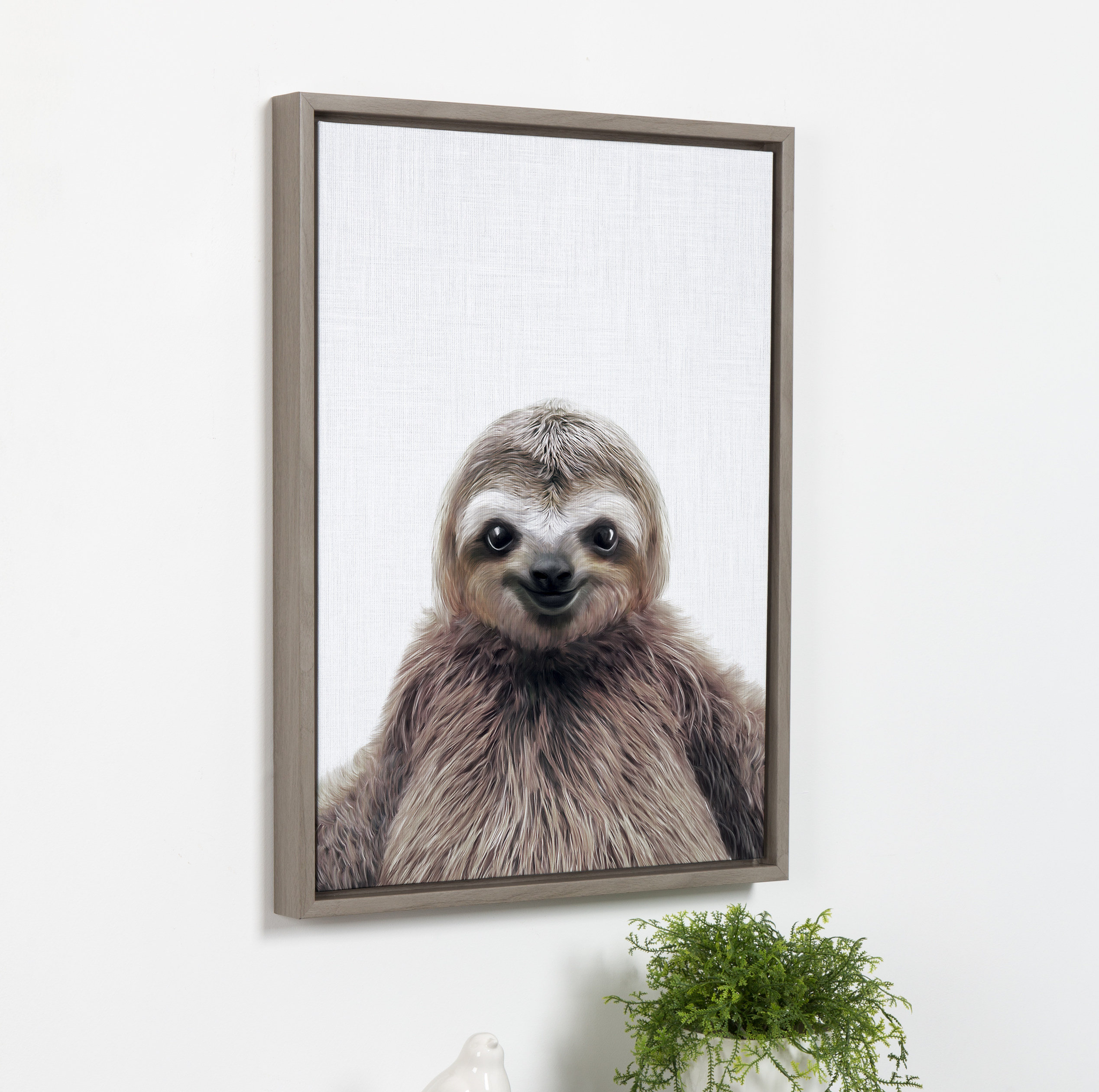 Ebern Designs Sloth Color by Simon Te of Tai Prints Framed Canvas Wall ...
