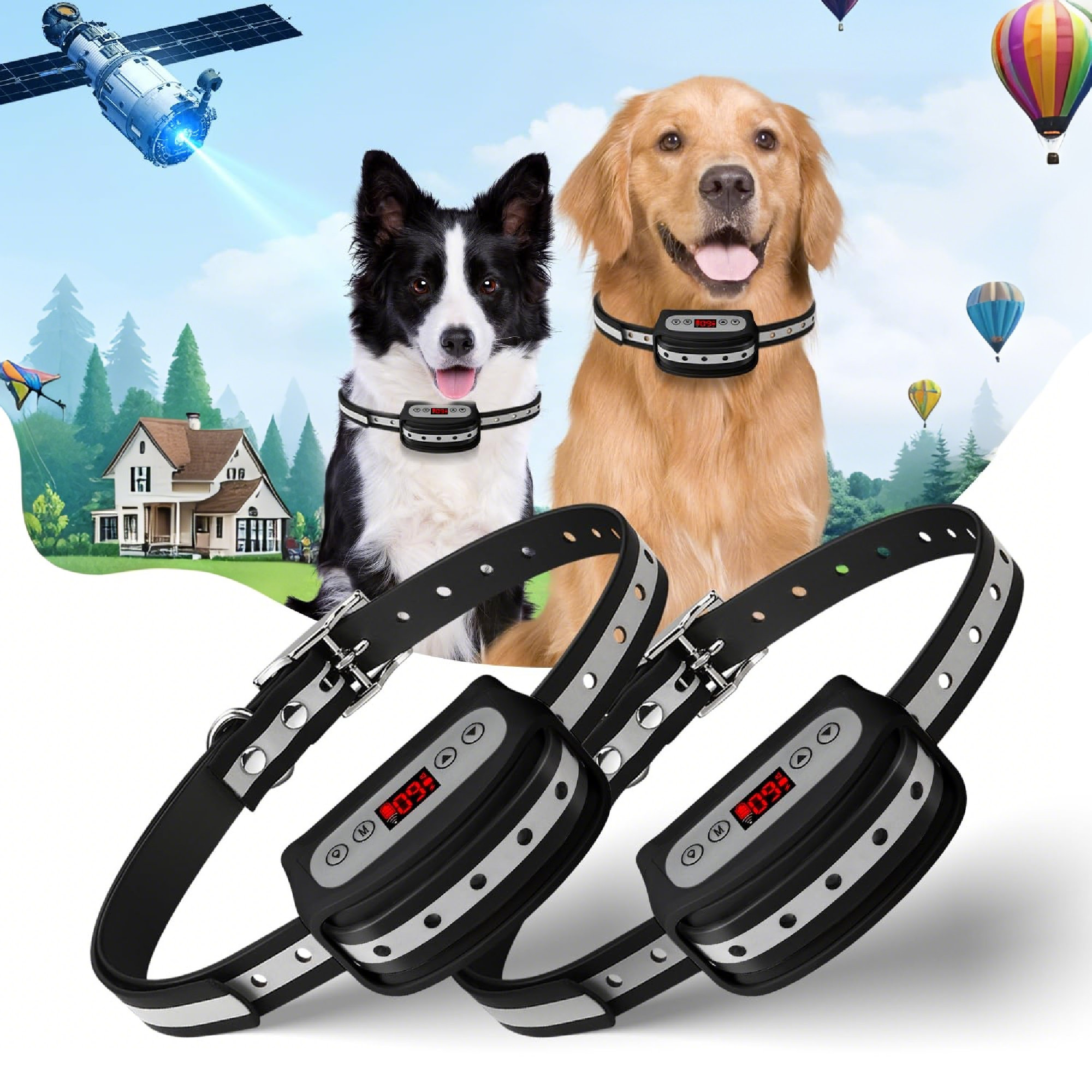 CHAIREZ 10-Dog GPS Wireless Fence System With IP67 Waterproof Collar ...