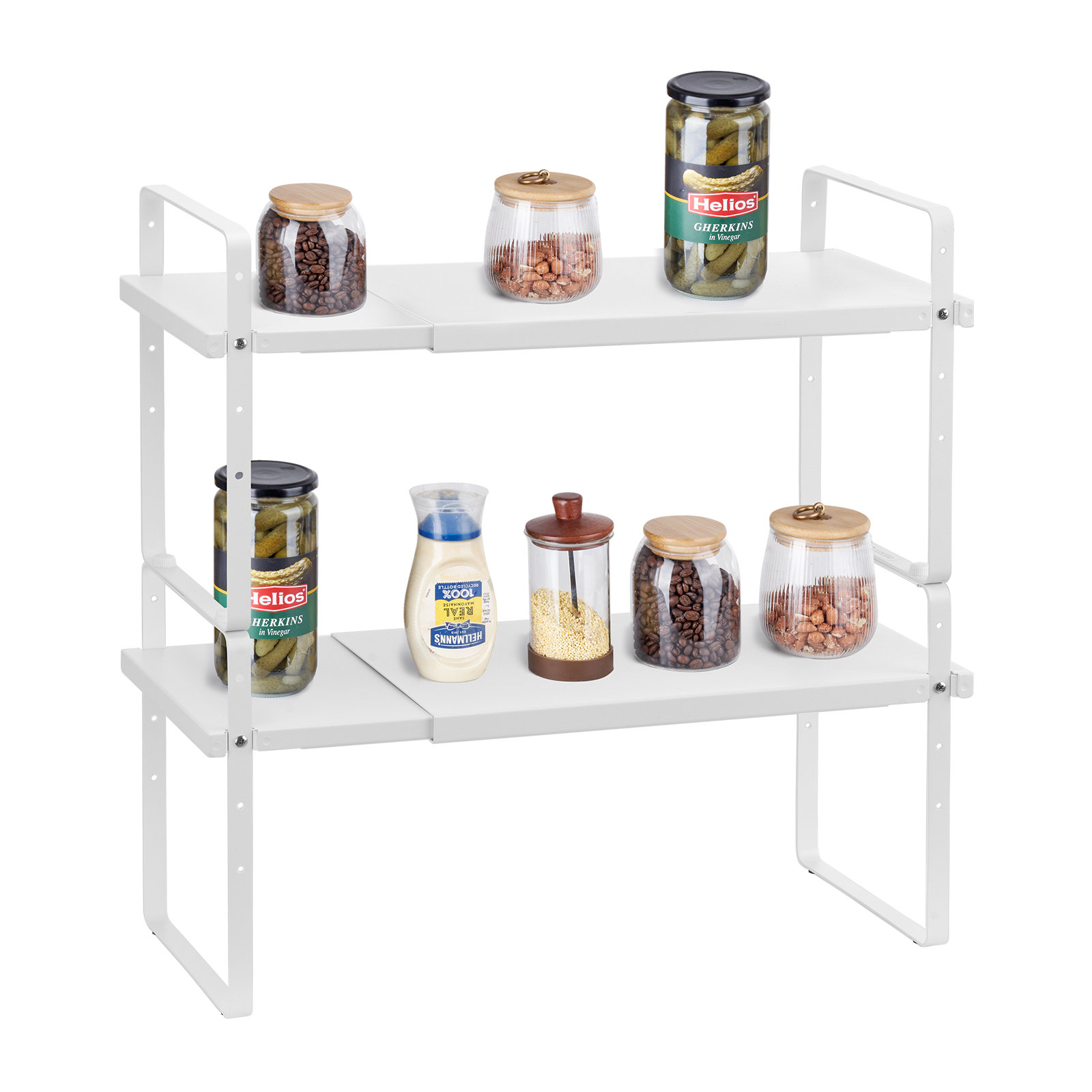 Prep & Savour 2 Tier Cabinet Organizer Shelf Counter Shelves Steel ...