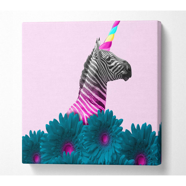 Happy Larry The Horned Zebra - Wrapped Canvas Art Prints | Wayfair.co.uk