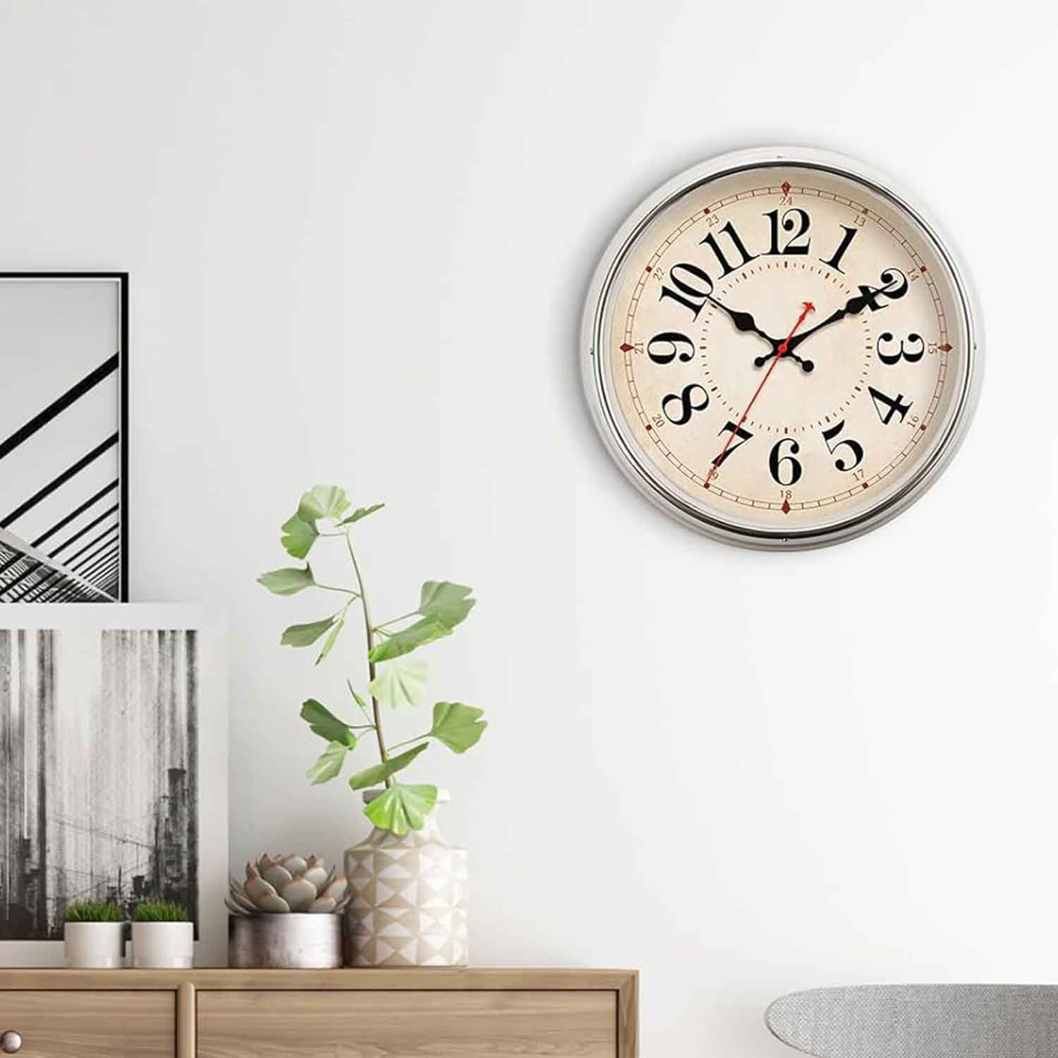 Lark Manor™ Wall Clock Metal 12.4" Countryside Style Wall Clocks Retro ...