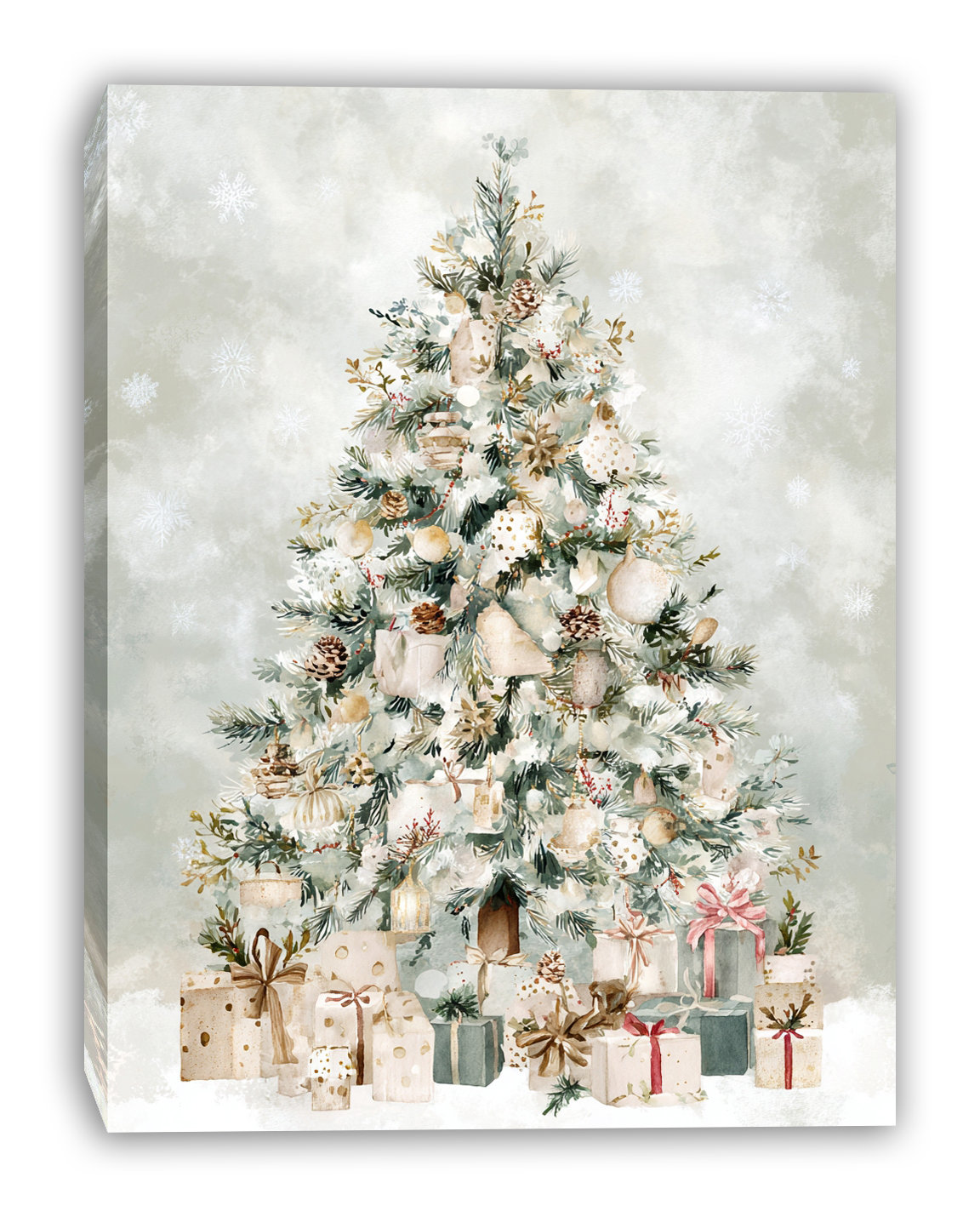 Ophelia & Co. Soft Neutral Holiday Tree Wrapped Canvas Wall Art ...
