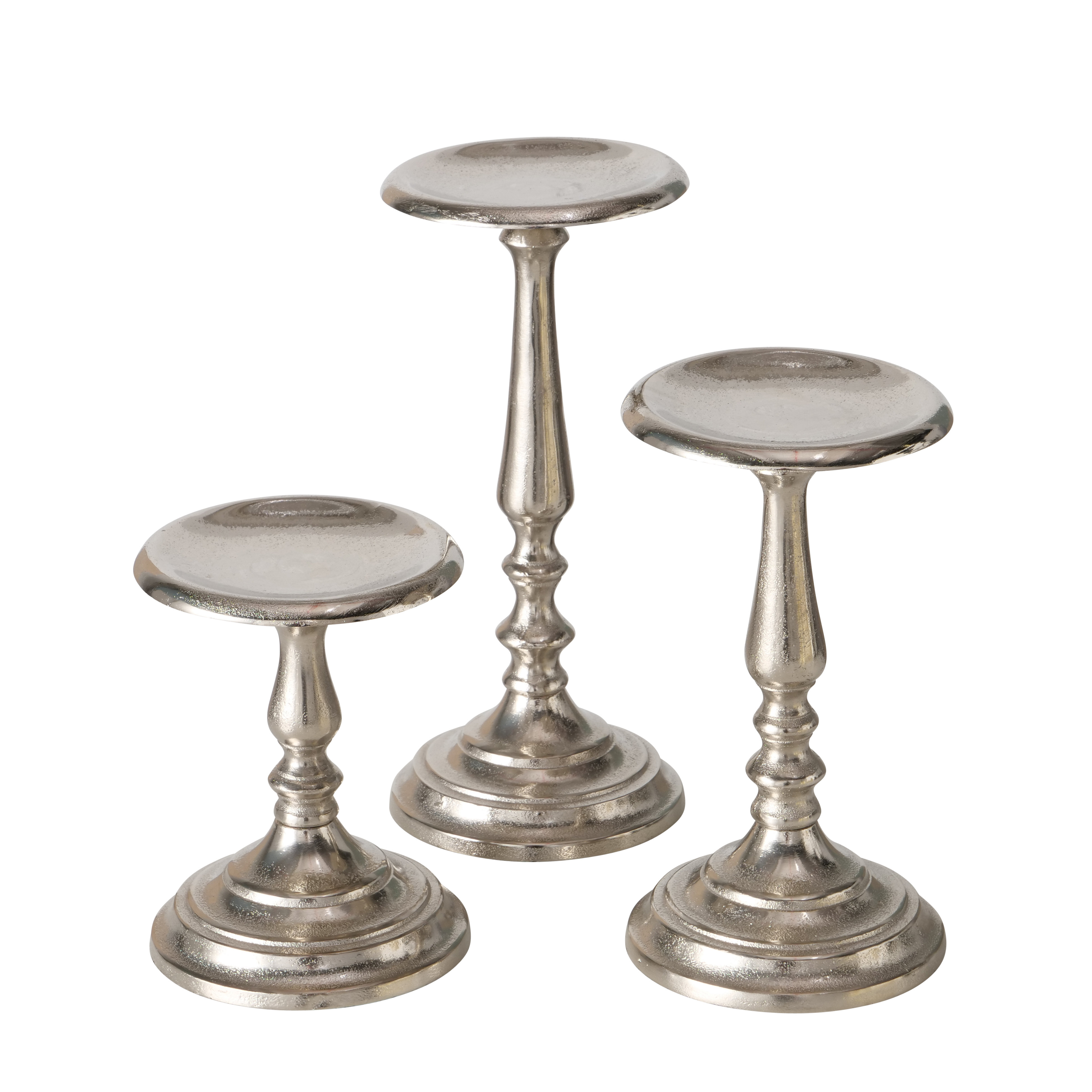 Mercer41 3 Piece Silver Pillar Candle Holder Set | Wayfair