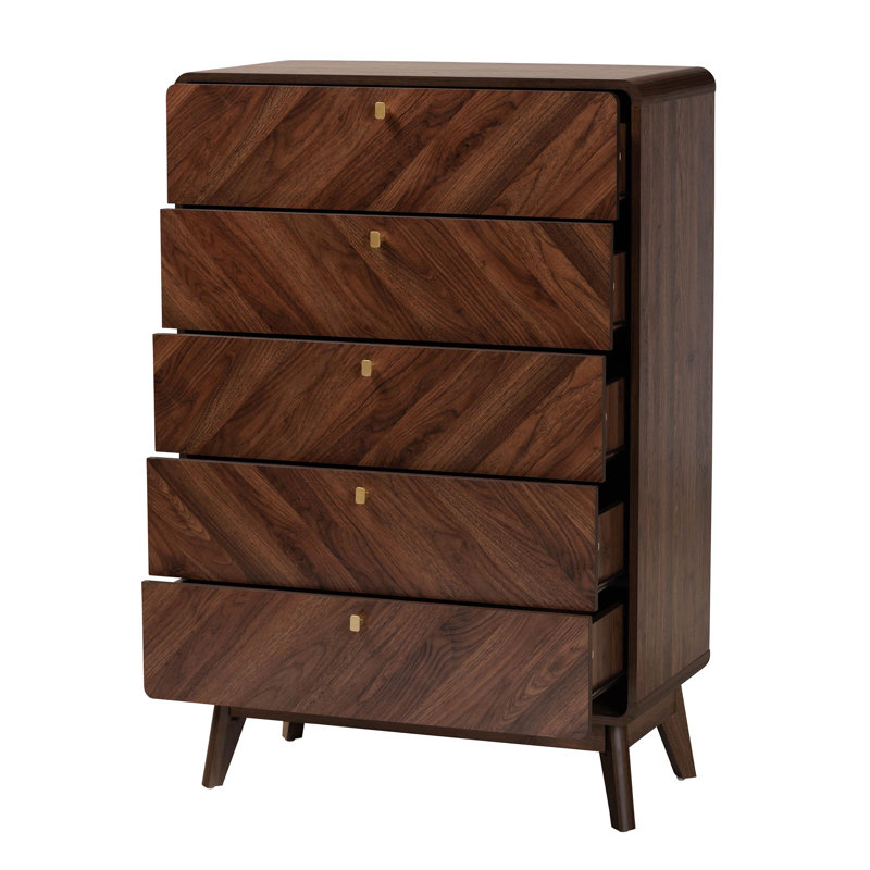 George Oliver Markell Mid-Century Modern Transitional Wood 5-Drawer ...