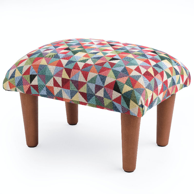 World Menagerie Dutil 38cm Wide Velvet Rectangle Geometric Footstool ...
