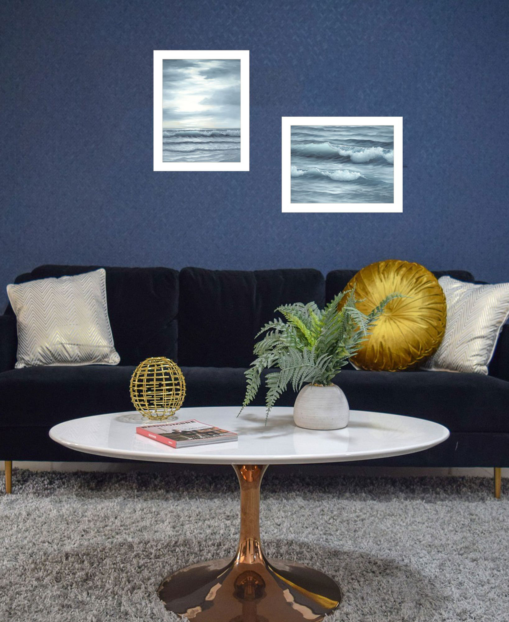 Beachcrest Home "The Ocean Blue - high tide at sunset" Framed Wall Art ...