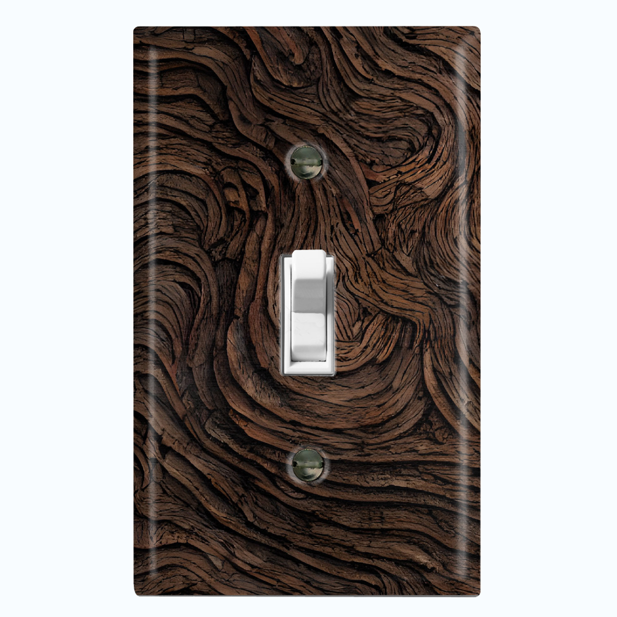 WorldAcc Brown Wood Tree Bark Print Nature Themed 1 - Gang Toggle Light ...