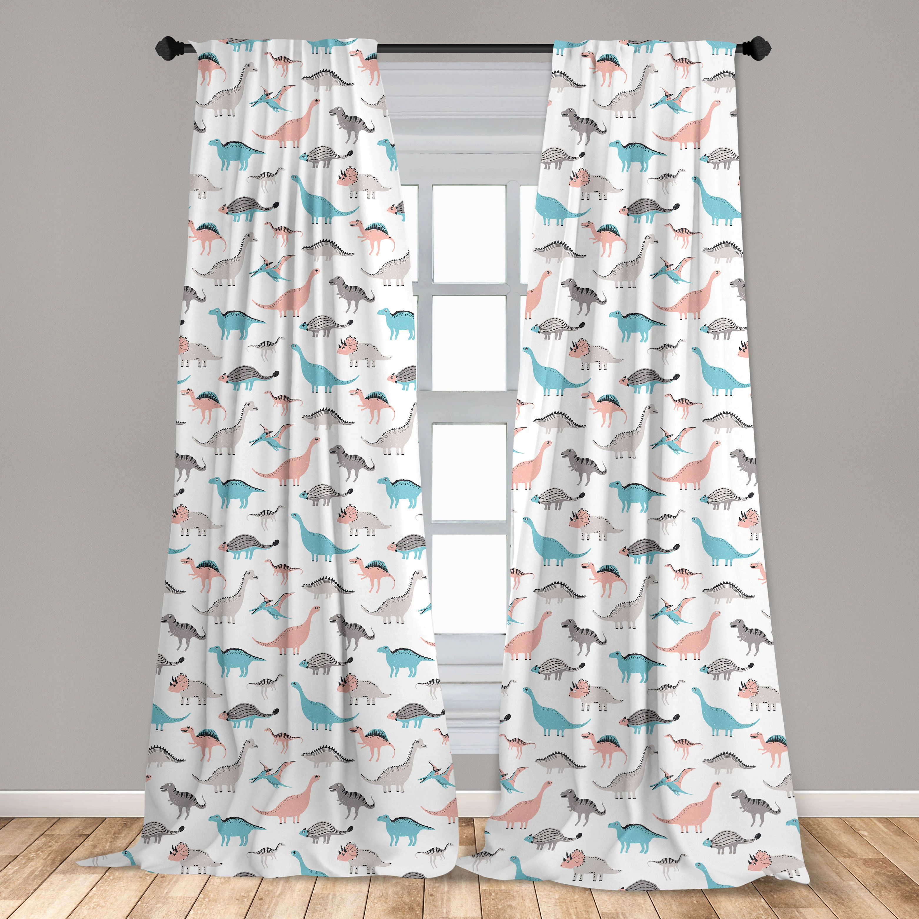 East Urban Home Dinosaur Semi-Sheer Rod Pocket Sliding Panel | Wayfair