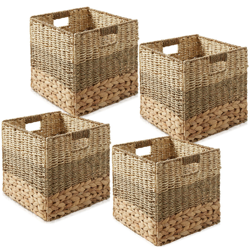 Bayou Breeze 10.5" Mixed Weave Hyacinth Seagrass Storage Basket Cubes ...