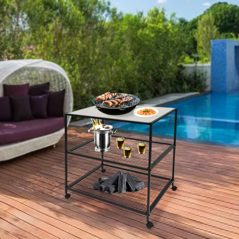 FRONG Metal Outdoor Dining Cart | Wayfair