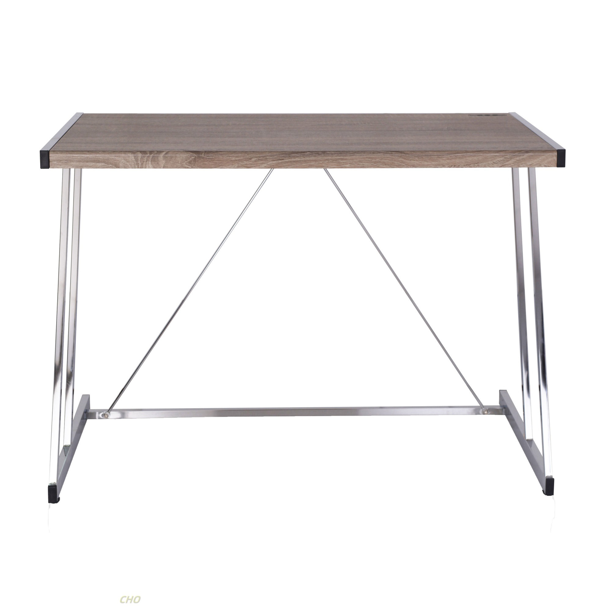 Brayden Studio® Weathered Oak And Chrome Writing Desk With USB Ports ...