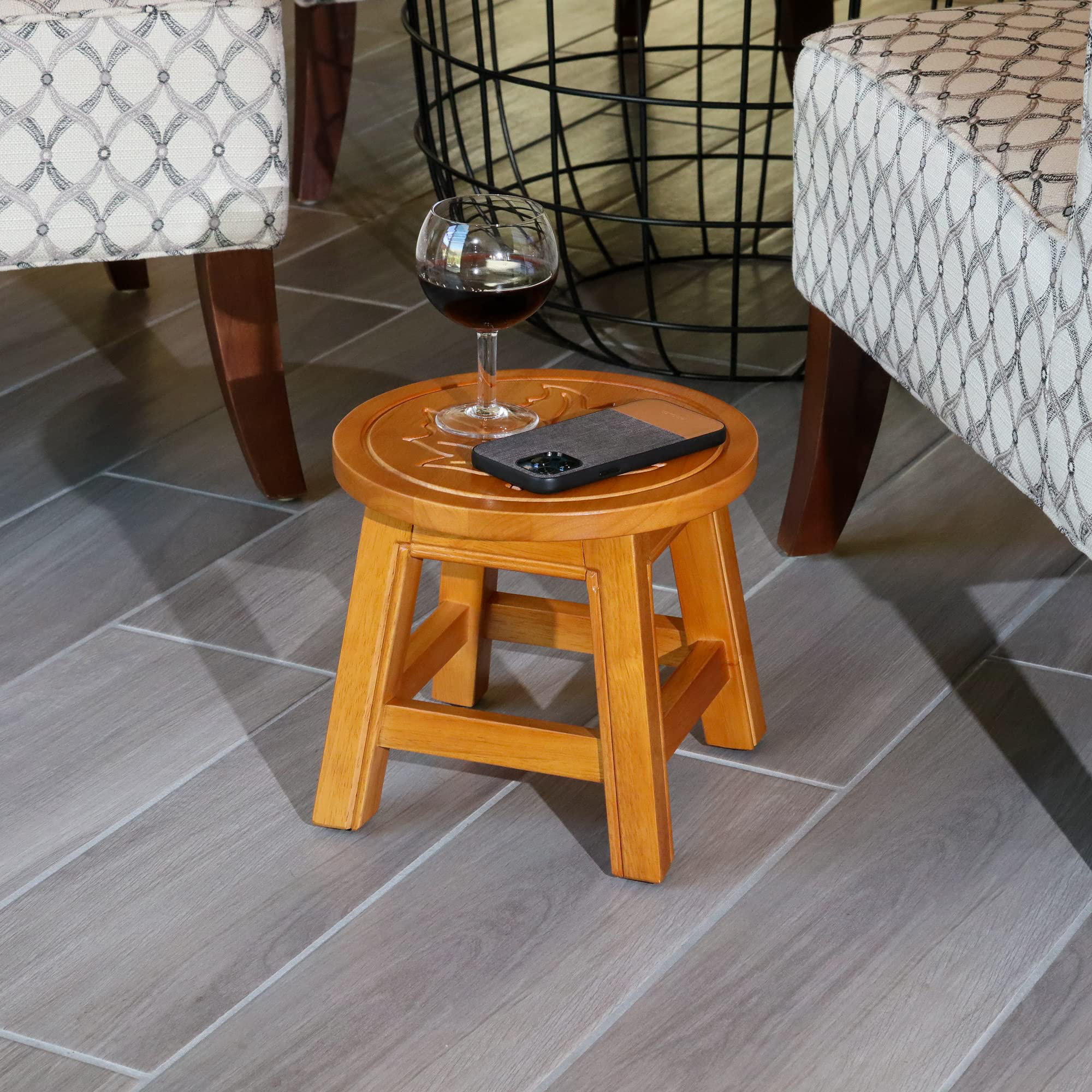 Millwood Pines Dyar Maple Leaf Fairplay Carved Wooden Accent Stool ...