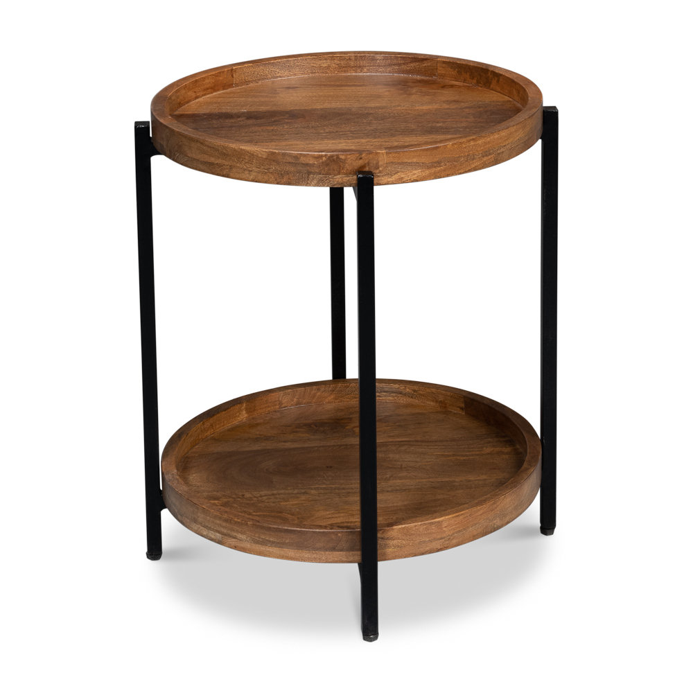 Sarreid Ltd Profile Solid Wood Tray Top End Table with Storage | Wayfair
