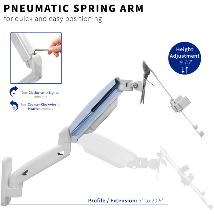 VIvo White Pneumatic Arm Single Laptop Wall Mount | Wayfair