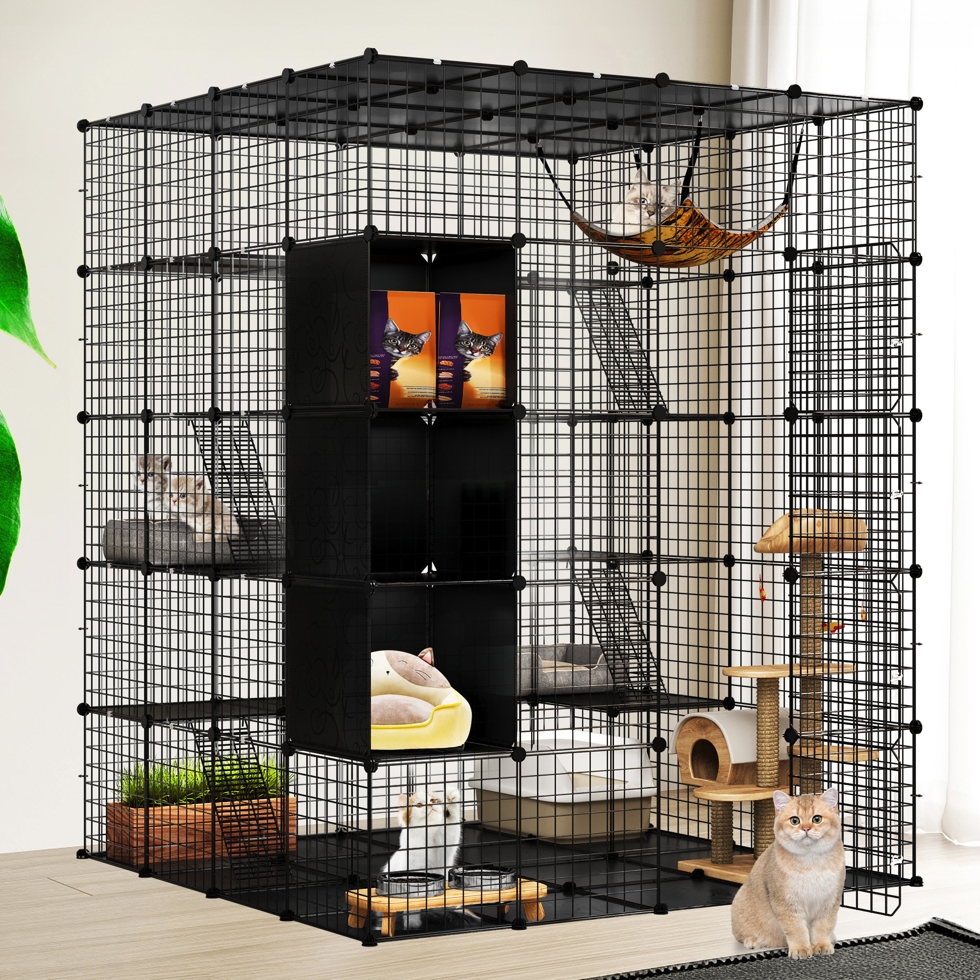 Tucker Murphy Pet™ Cat Cage Indoor Large With Storage Cube DIY Outdoor ...