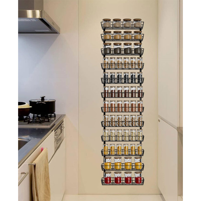 Prep & Savour Wall/ Under Cabinet Mounted Spice Rack with Adjustable ...